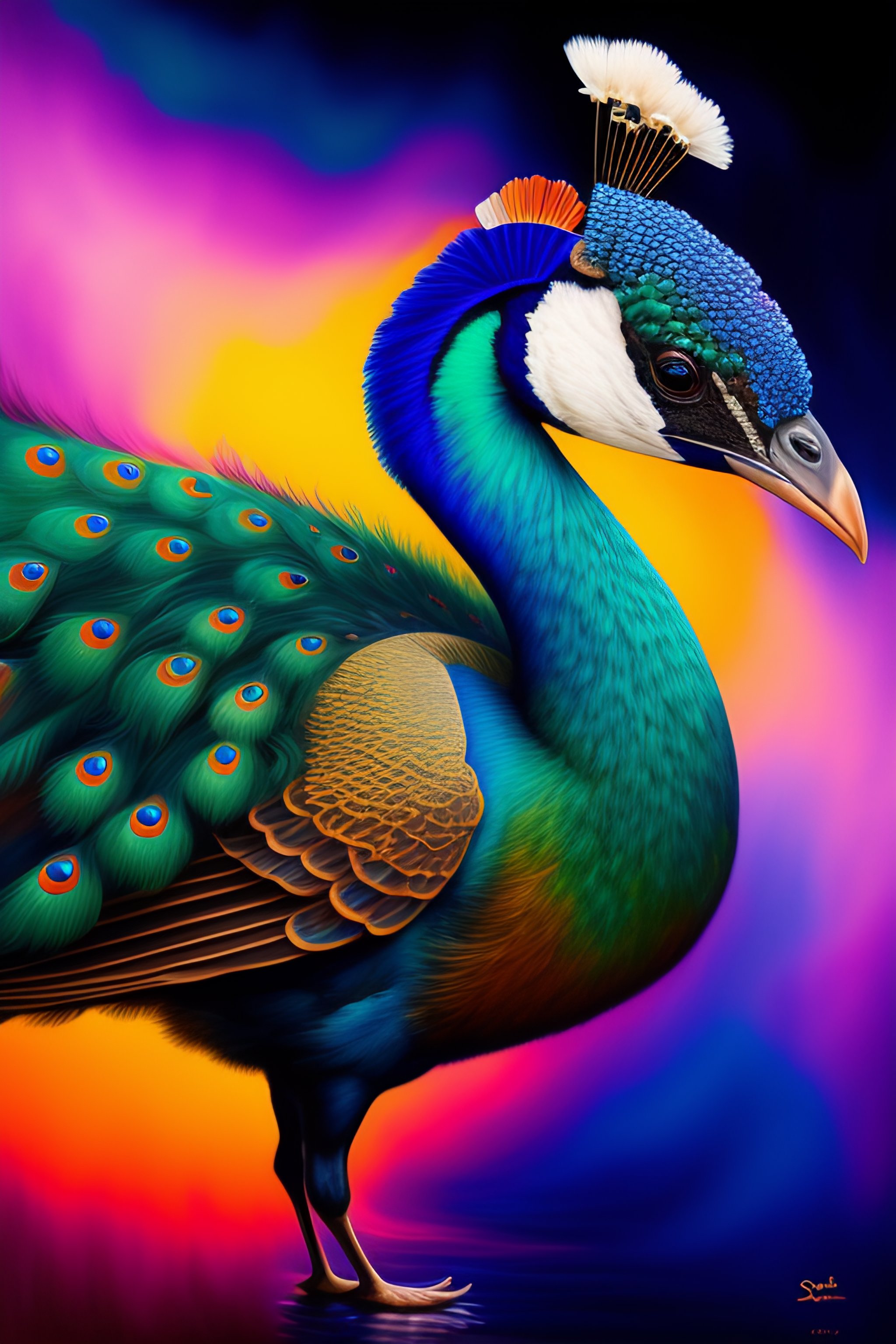 Lexica - Peacock full color painting