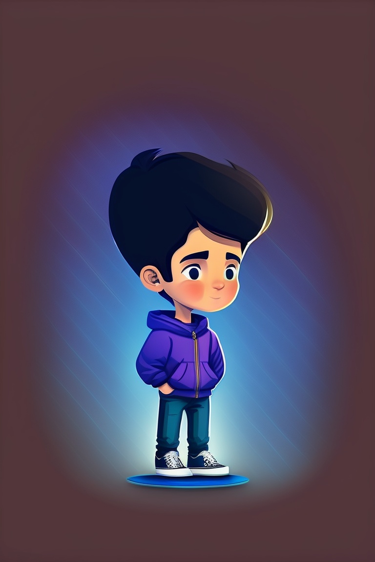 Lexica - Cartoon teenager boy standing on floor,2d style, black hair ...