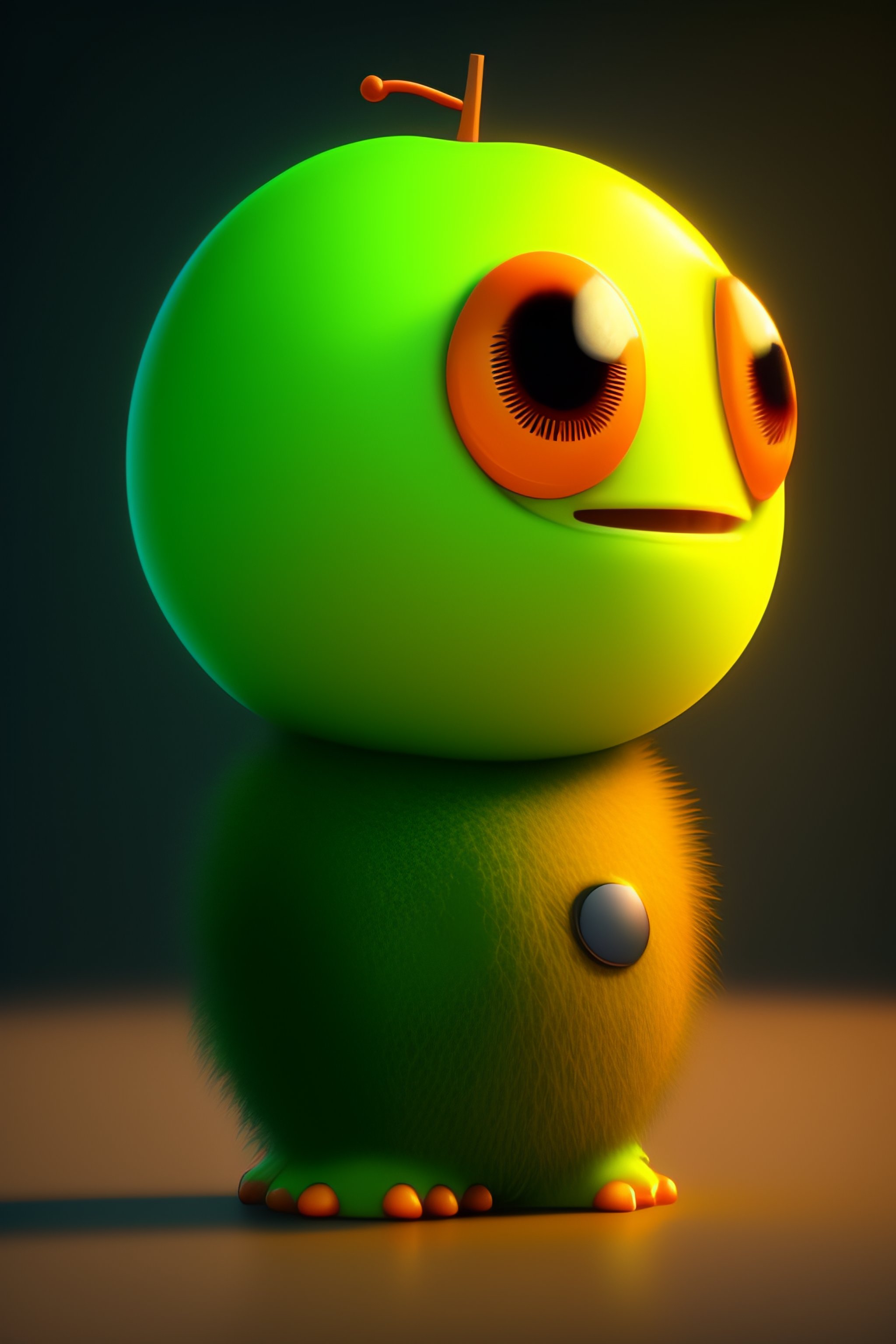 Lexica - Cute Chibi one eyed orange monster, green pupil, pixar, 3d ...
