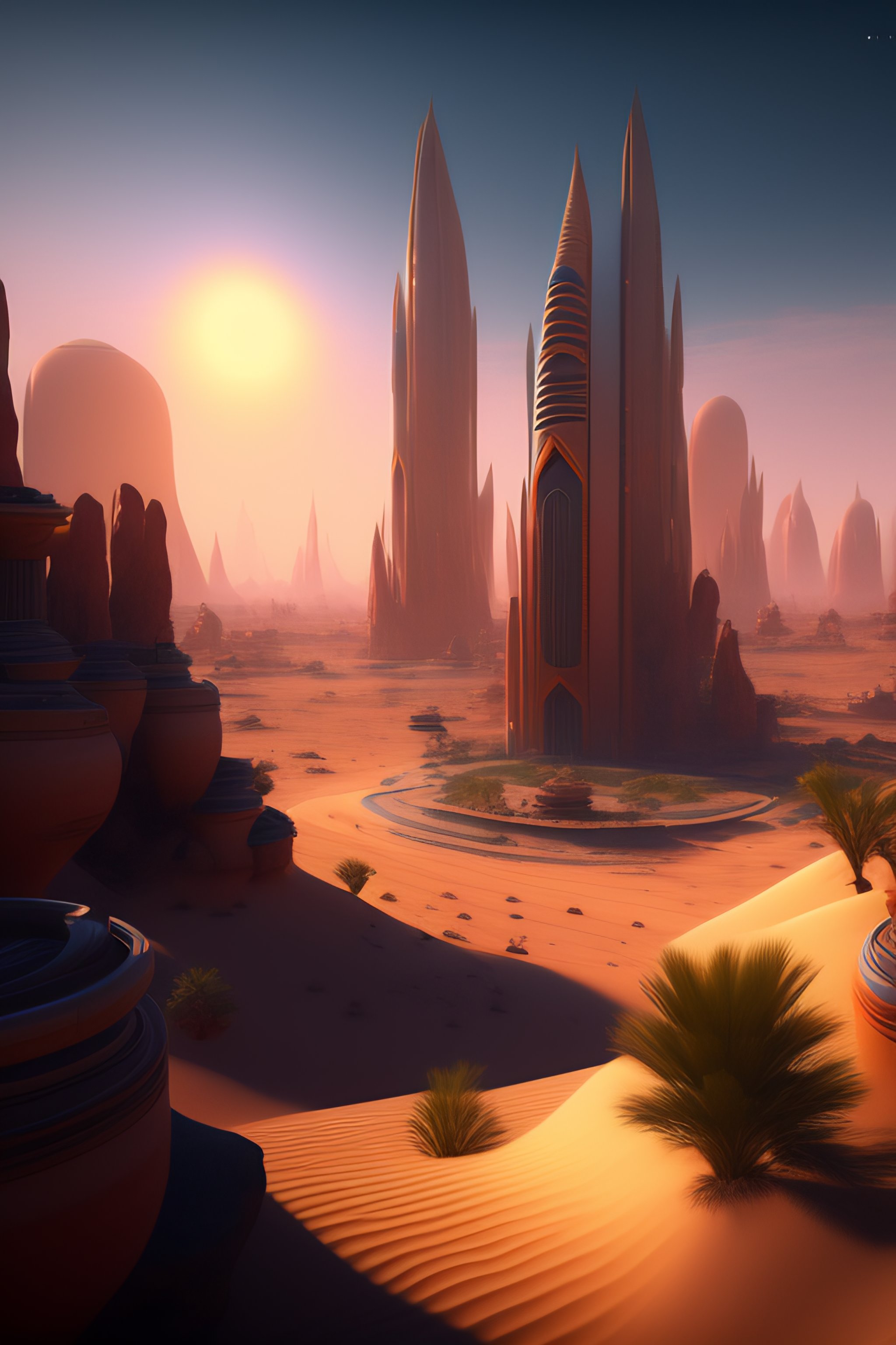 Lexica - A solarpunk desert city, beautiful dynamic lighting, cinematic ...