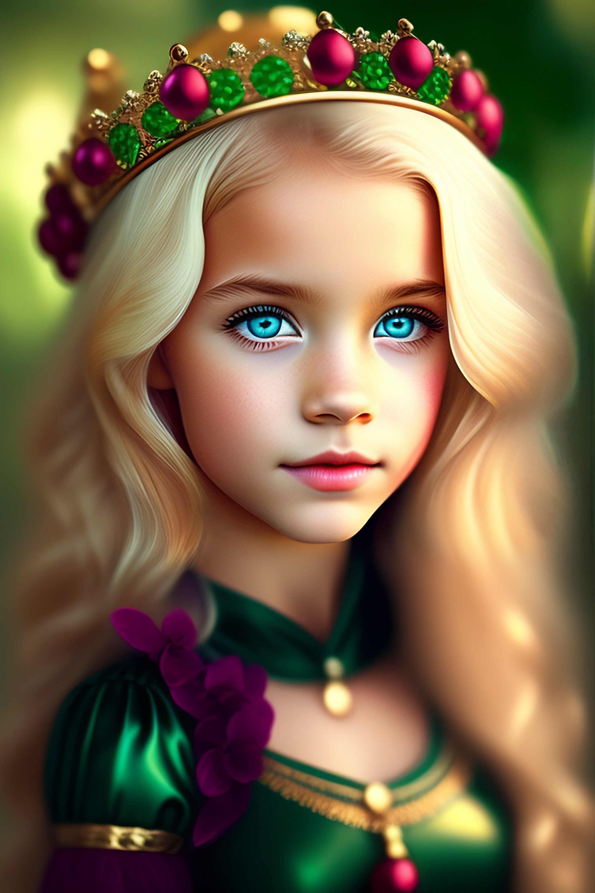 Lexica - Cute chibi blonde, Green eyes, little woman With a crown and a ...