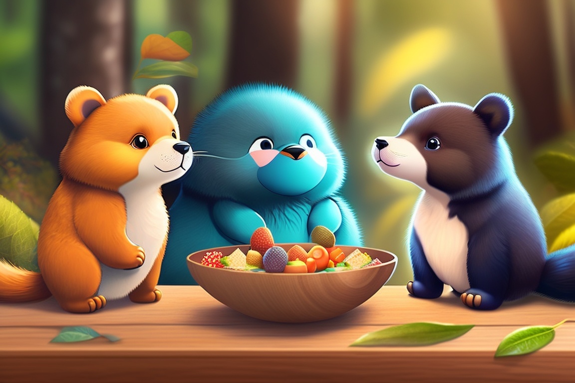 Lexica - In the forest Benny and bear and Chloe and squirrel sitting ...