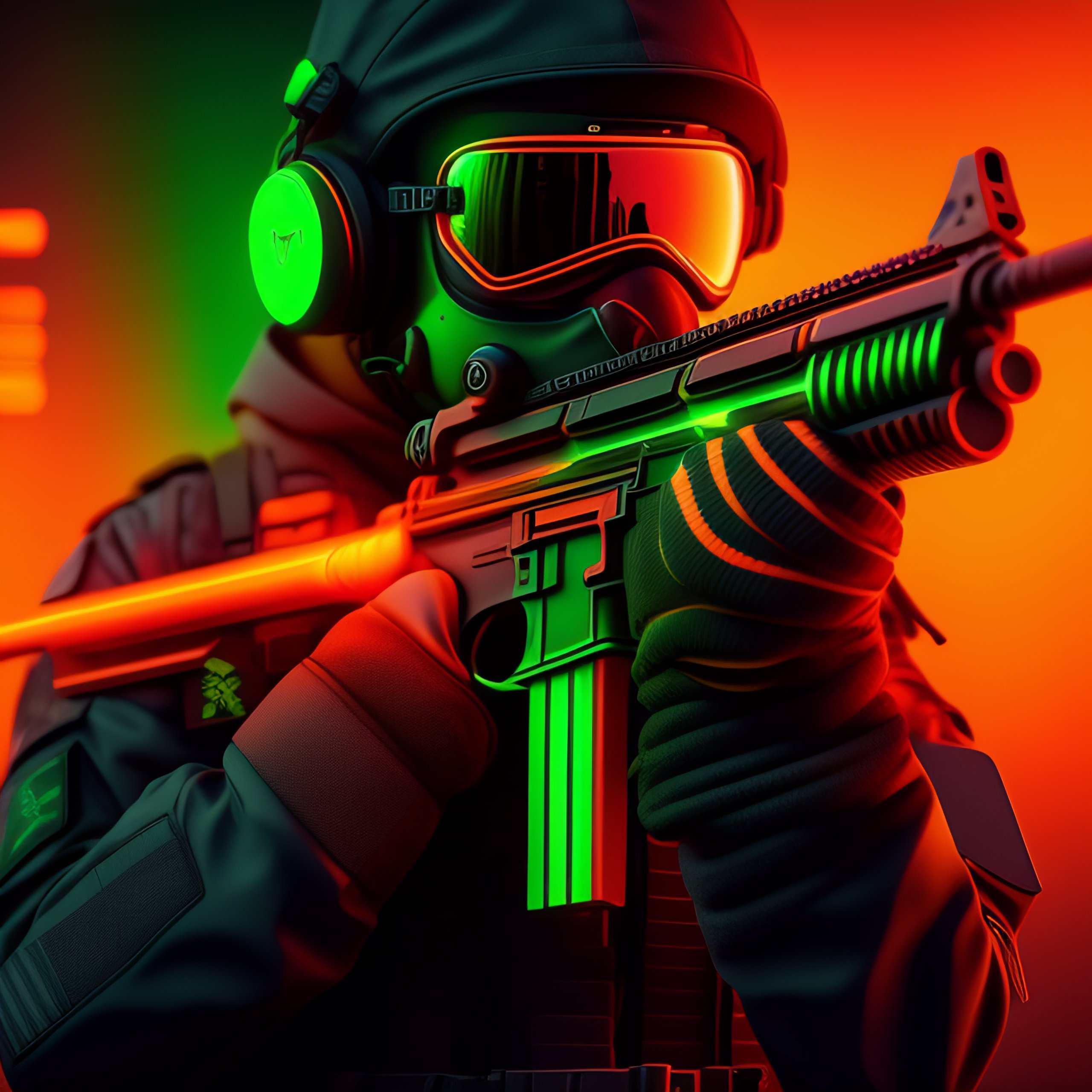 Lexica - CS-GO deluxe terrorist, hollographic orange and green neon ...