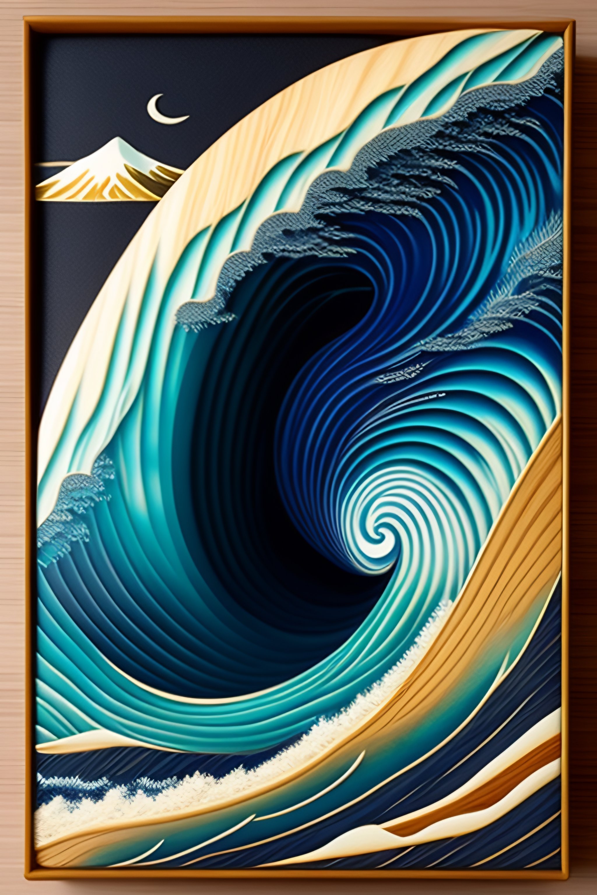 Lexica - Hokusai wood block waves inside of a whale