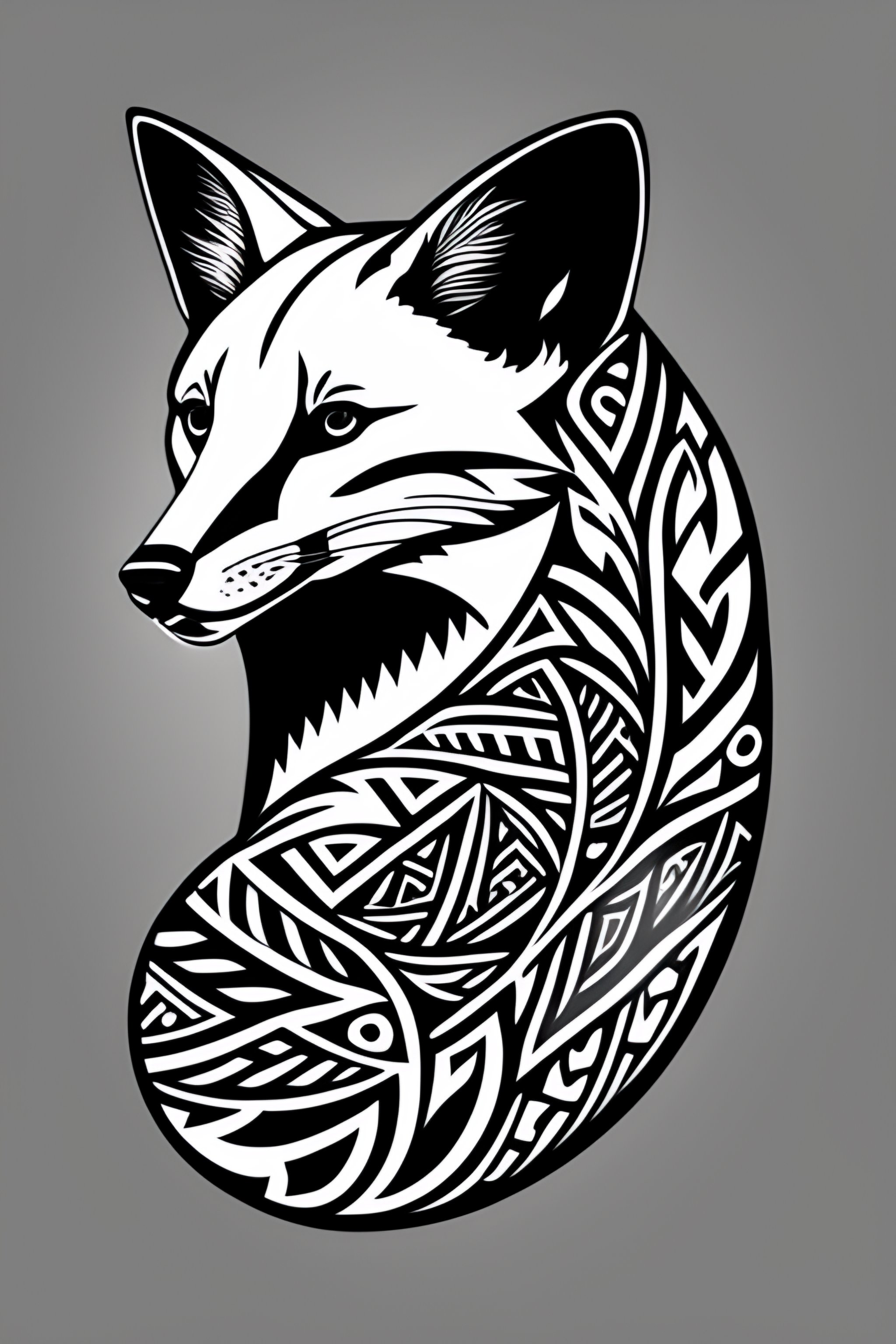 Lexica - Symmetry, one fox head and only facing front, glare, black and ...