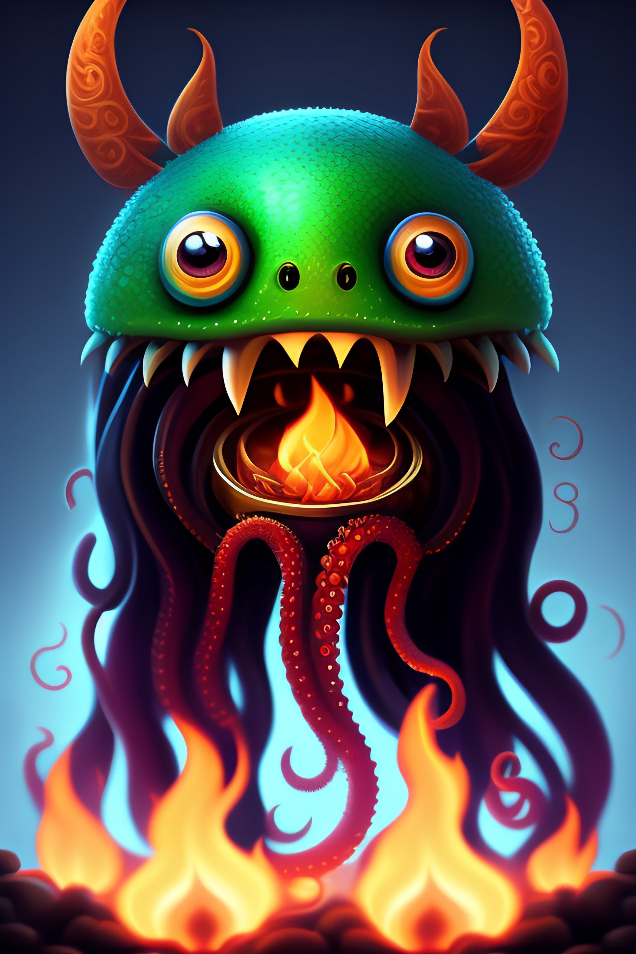 Lexica - Monster with 10 eyes, 3 mouths and 100 teeth, 5 tentacles and ...