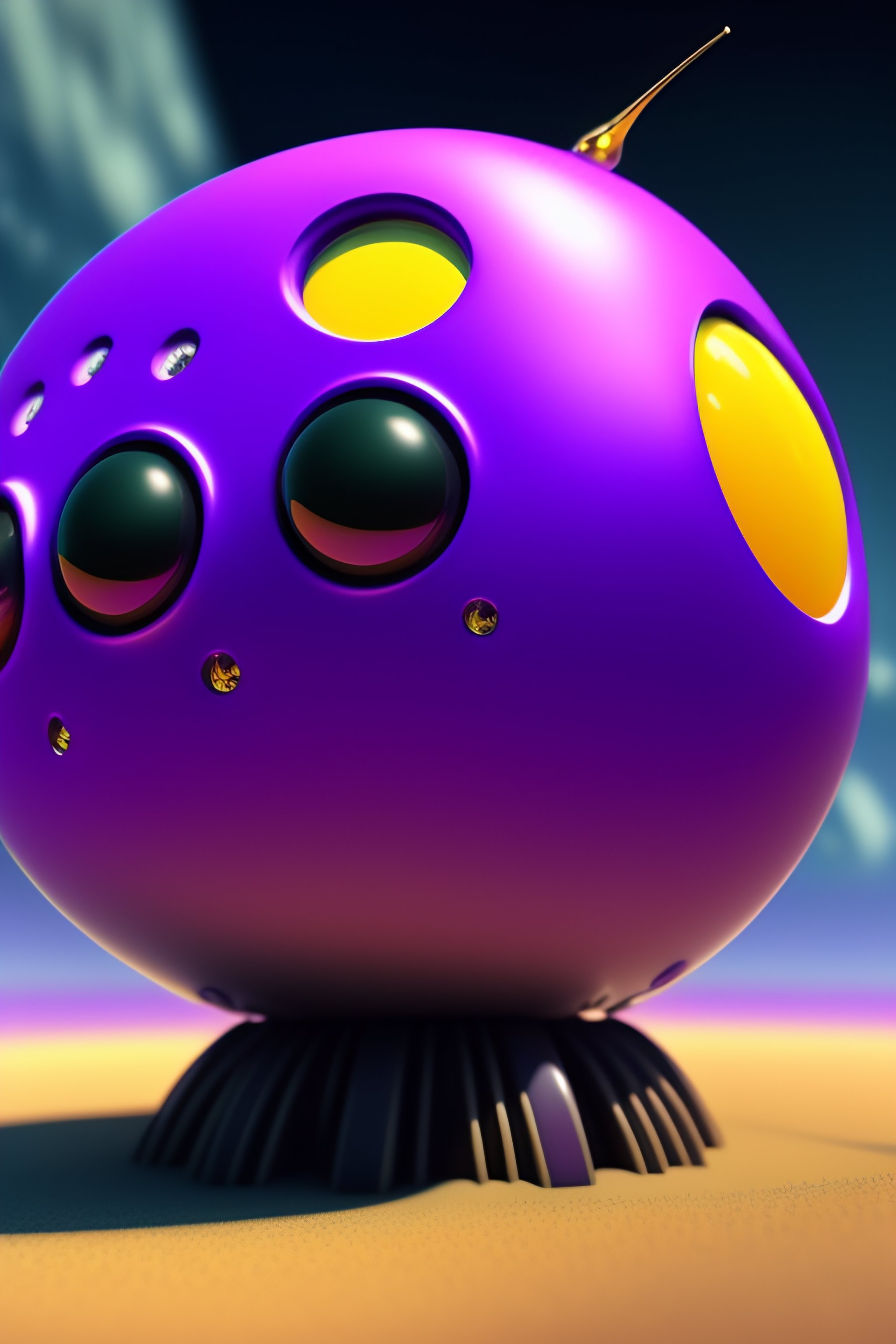 Lexica - A violet robot with big eye surounded by atoms