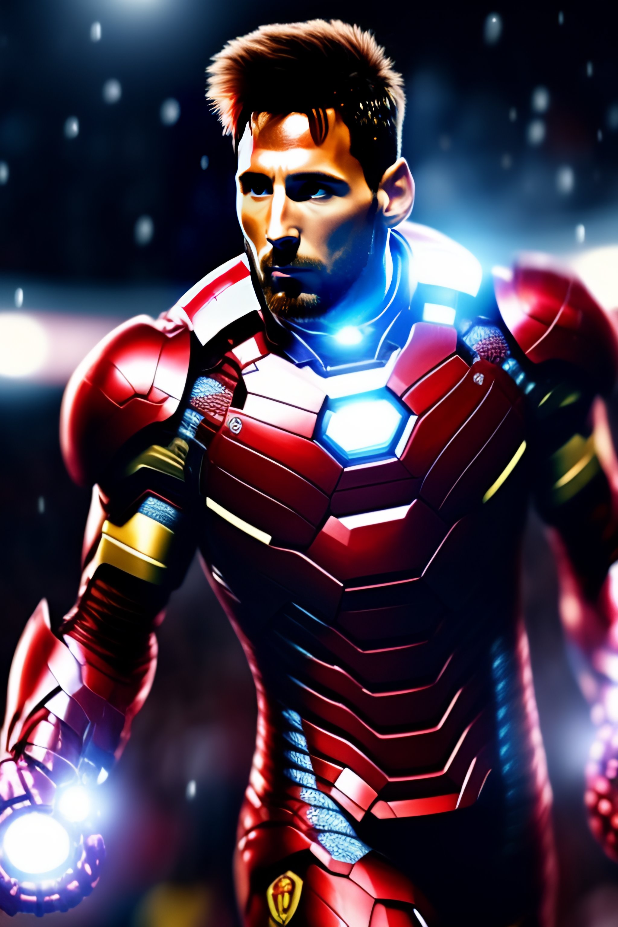Lexica - Messi in an iron man suit,cinematic lightning , detailed