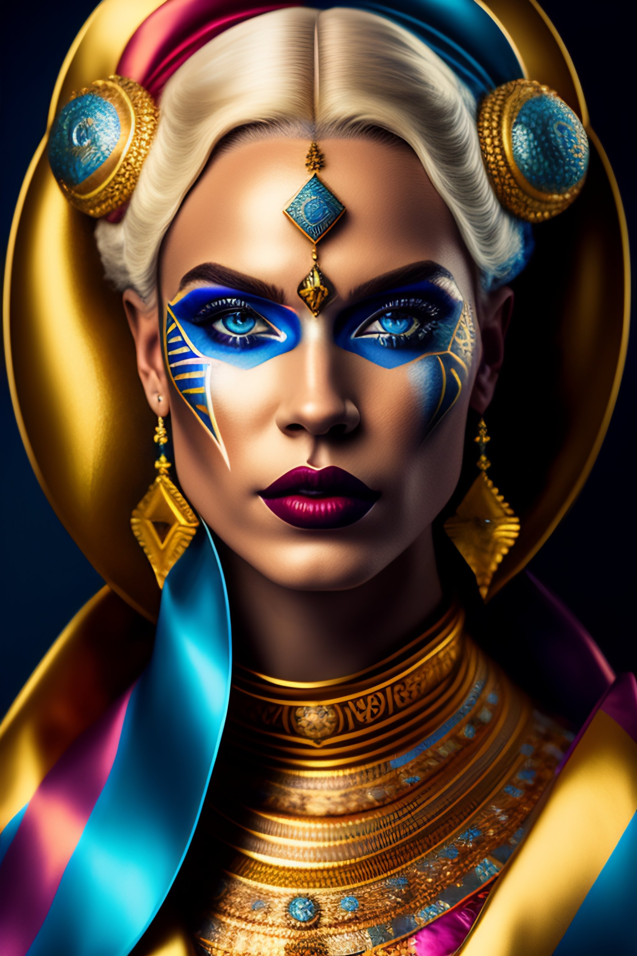 Lexica - Epic portrait of Venetian Harlequin Female Clown with light ...