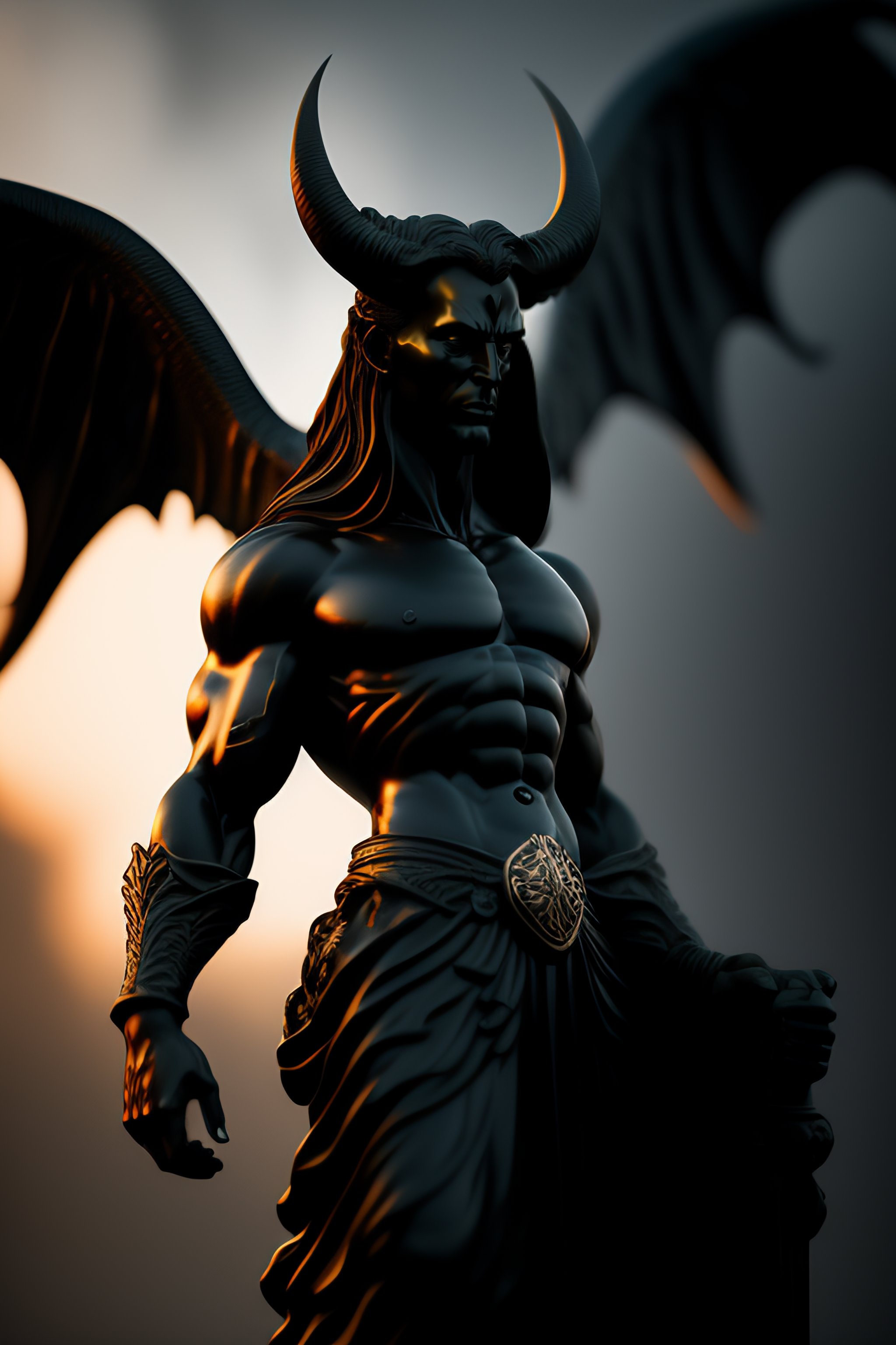 Lexica - A demon made with black stone, Giovanni Strazza sculpt style ...