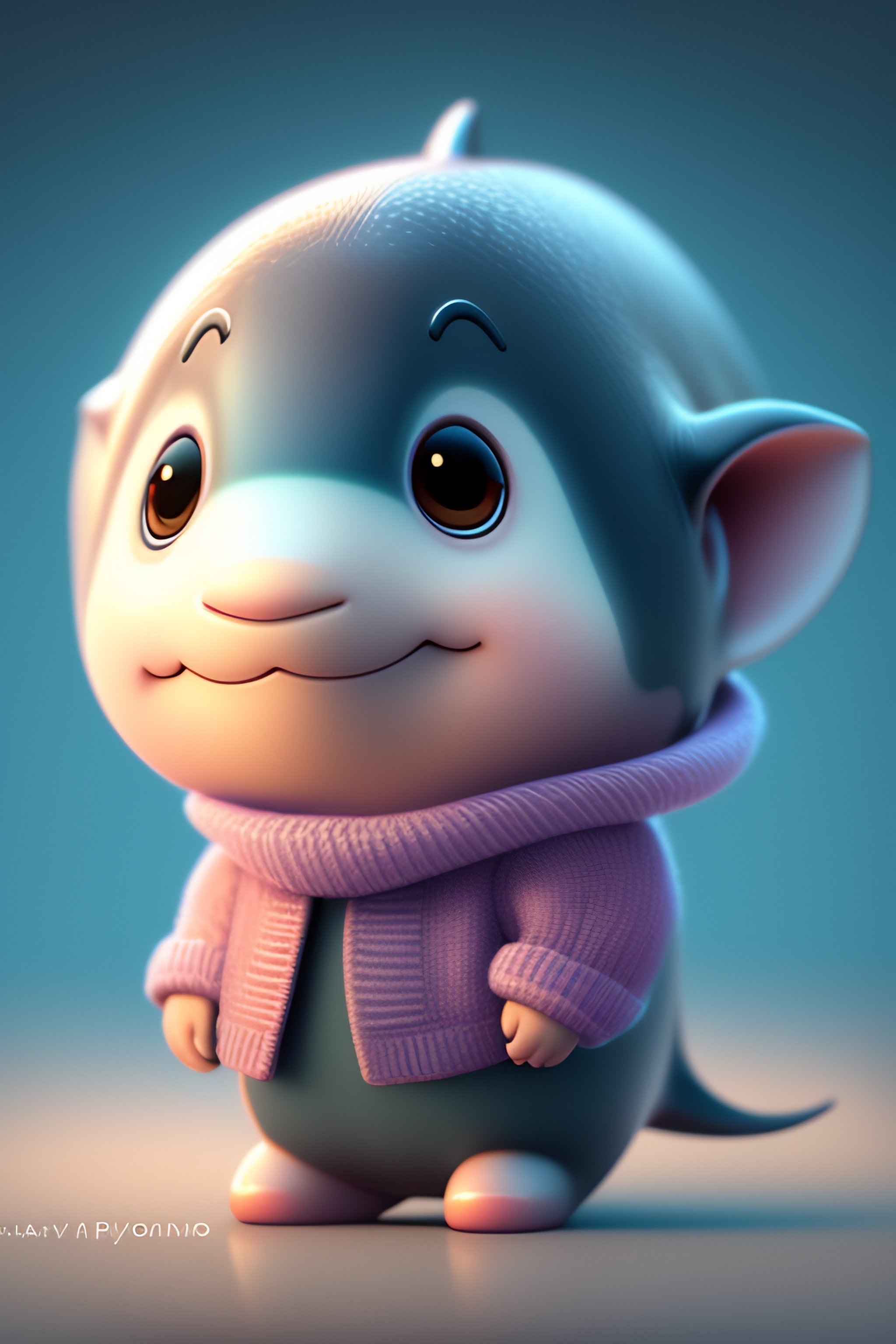 Lexica - Cute small baby dolphin, cartoon, unreal engine, cozy indoor ...