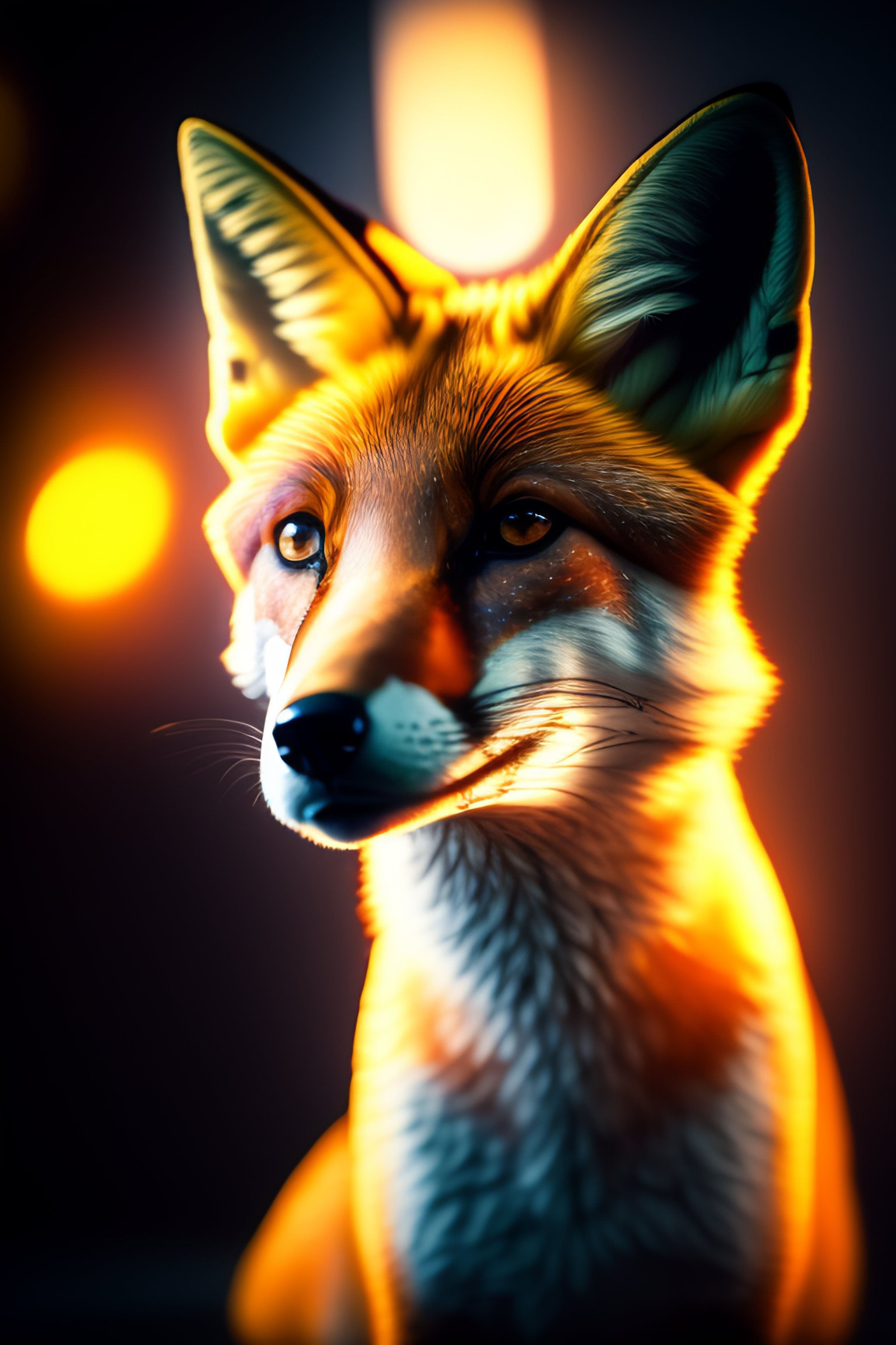 Lexica - **female fox portrait with isolated golden background, octane ...