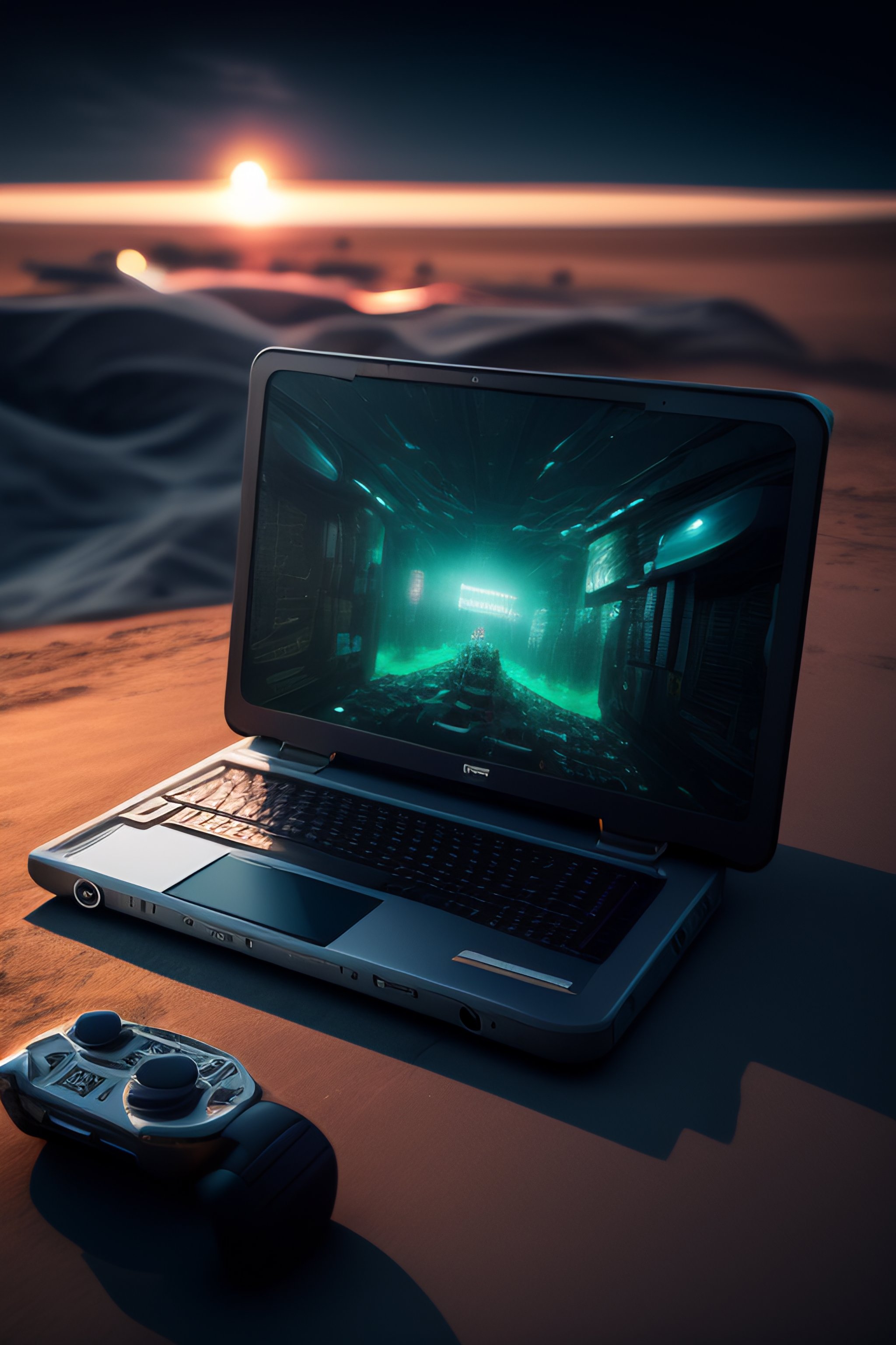 Lexica - A broken laptop made of pieces, cybernetic, cinematic, high ...