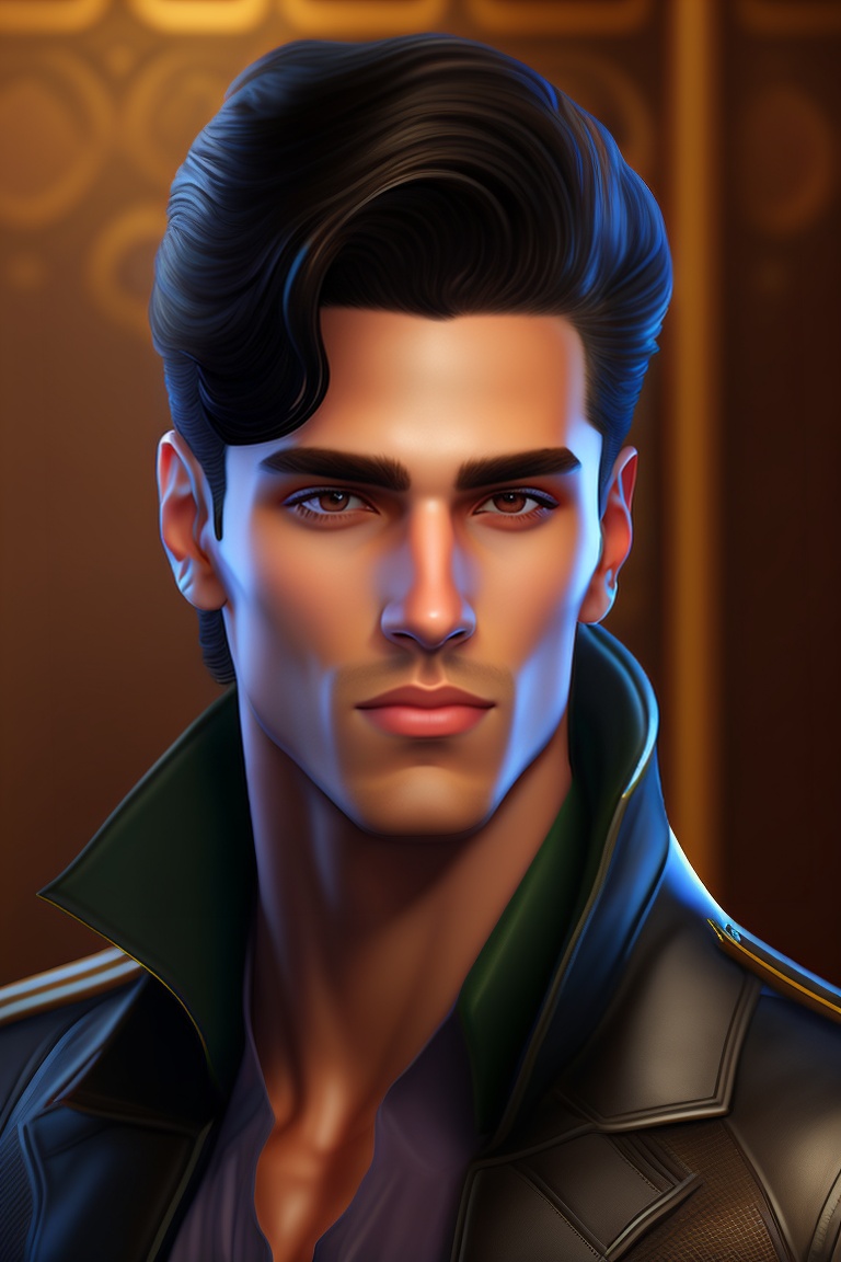 Lexica - Young man dashing look with black hair, intricate, elegant ...