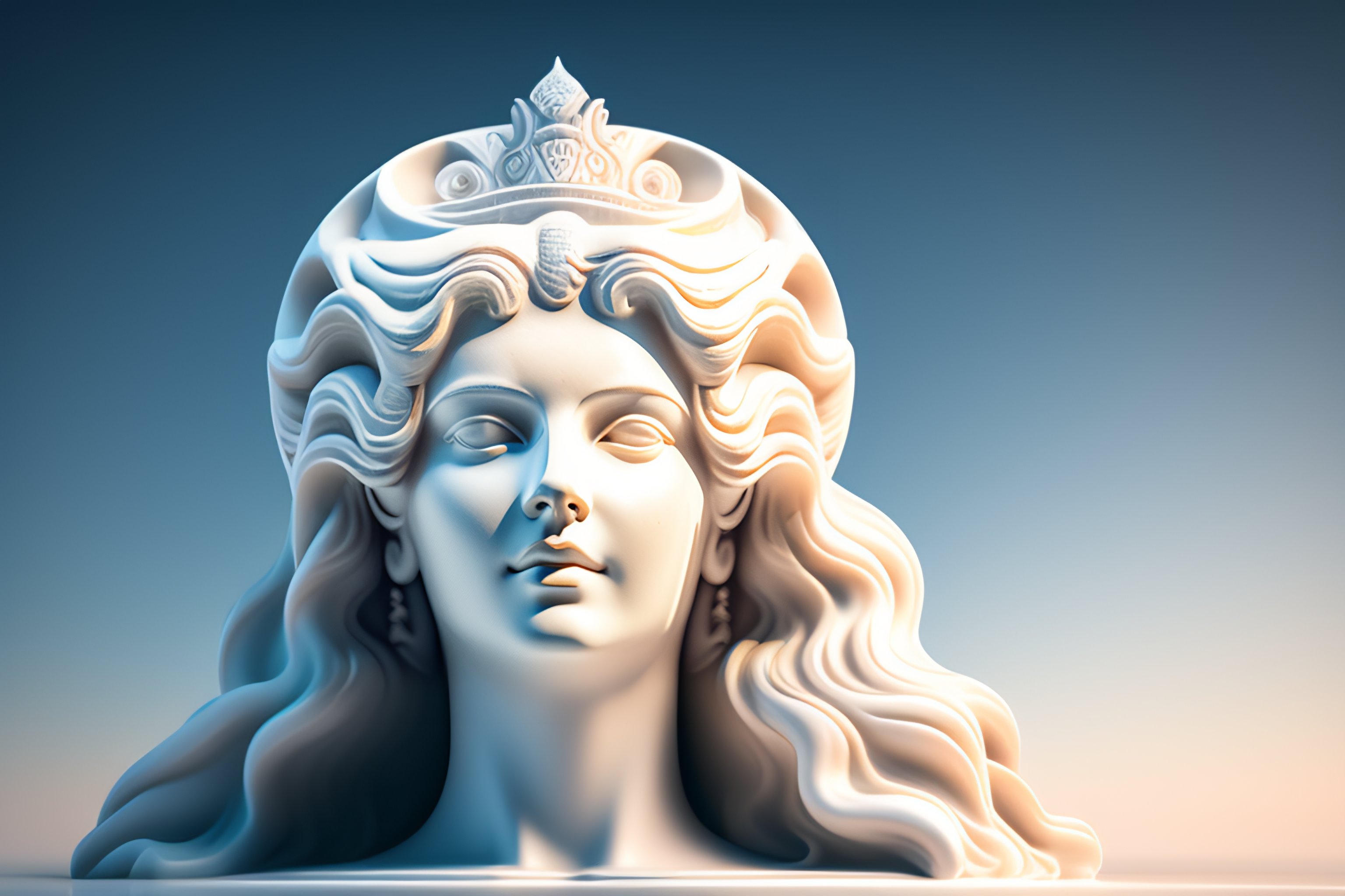 Lexica - 3D sci-fi CG rendering of a Greek mythological goddess head in ...