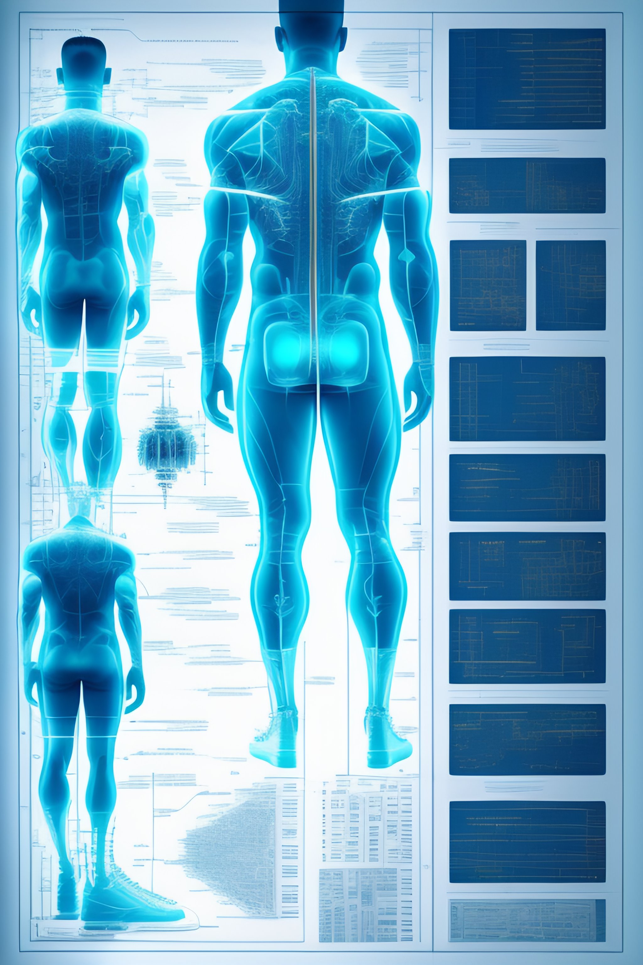 Lexica - Detailed schematics of a young male cyborg, Venetian man ...