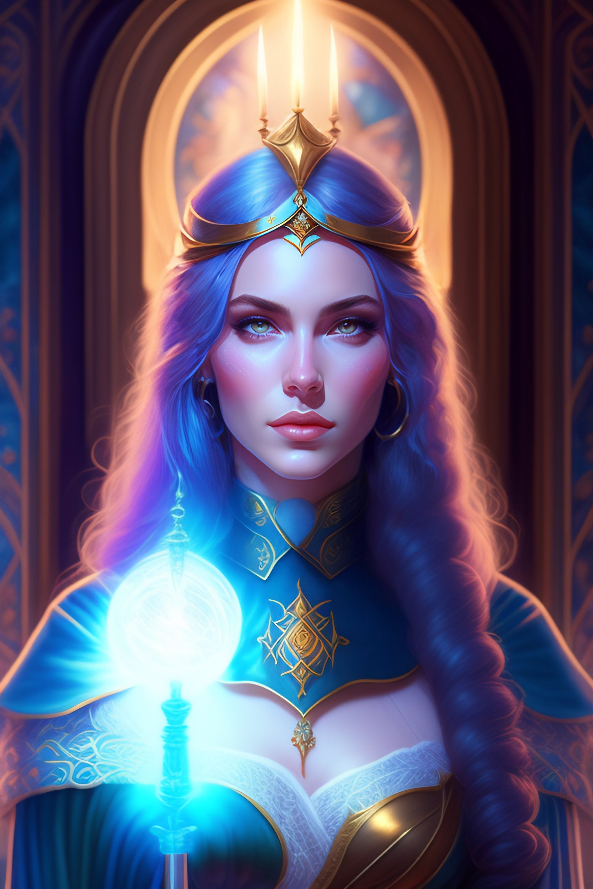 Lexica - Lydia, spell casting wizard, brilliant cyan, tarot card ...