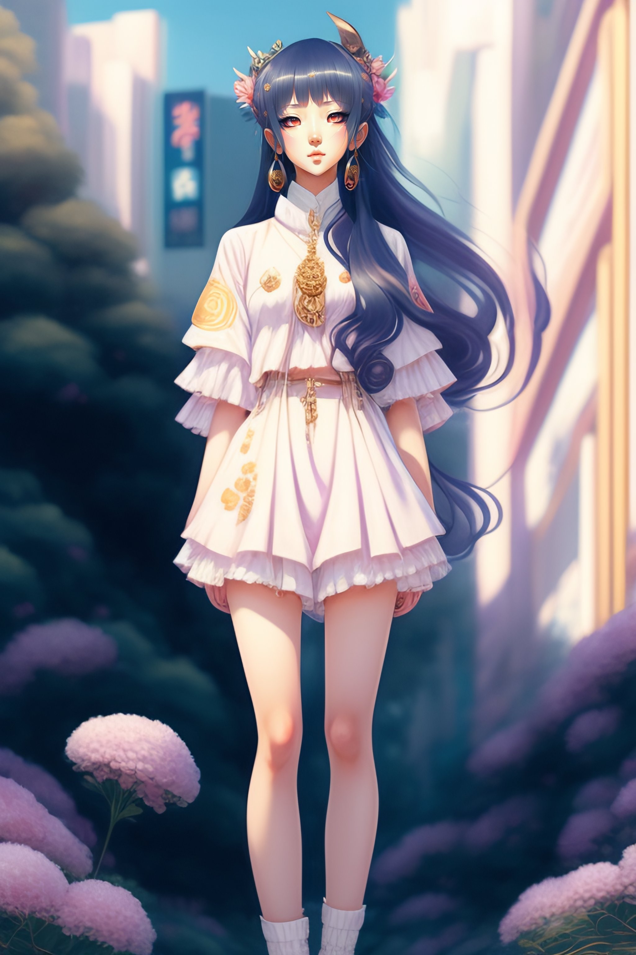 Lexica - Highly detailed full body portrait of moon deity with harajuku ...