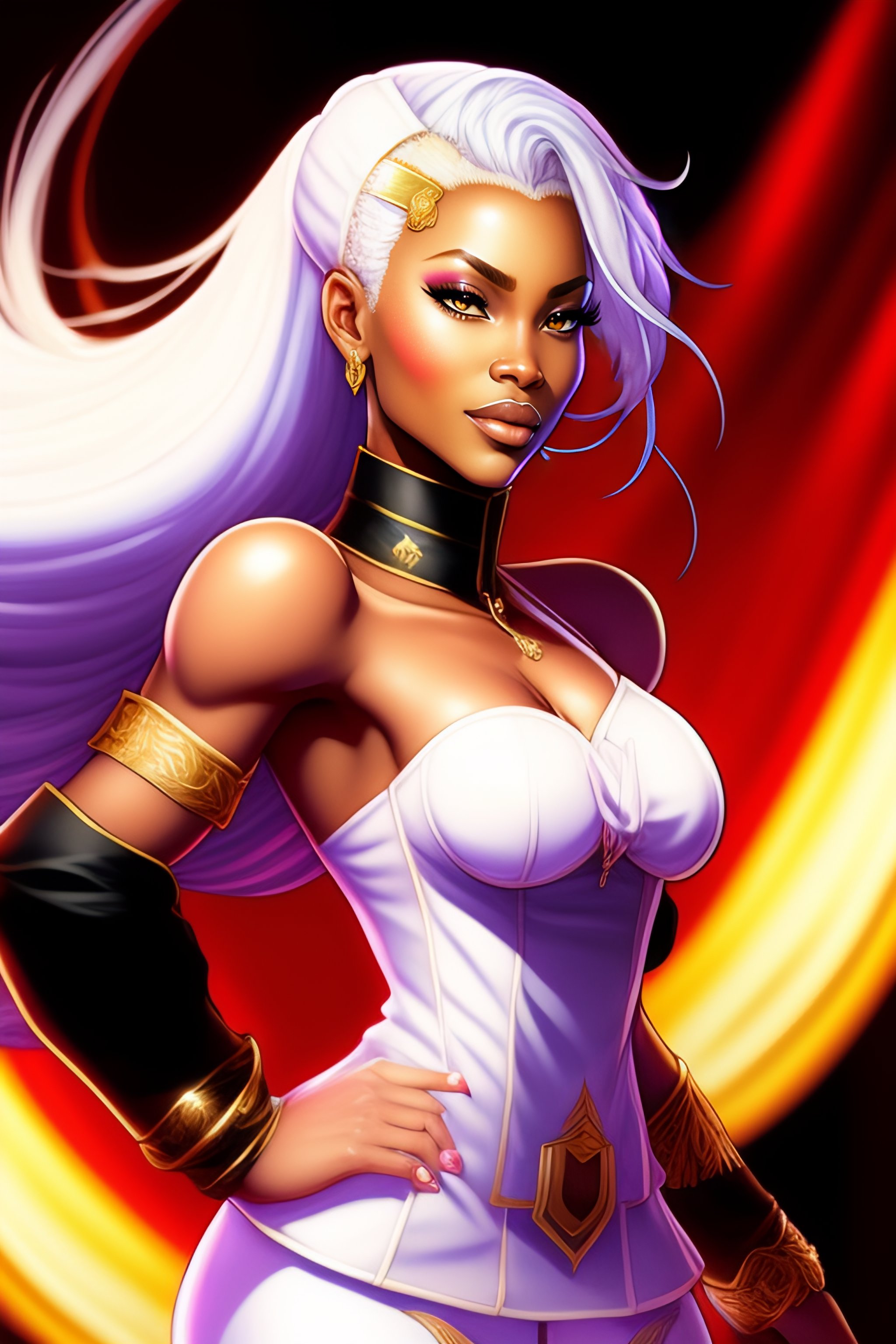 Lexica - Princess elena of kenya, white hair, brunette teas, short hair, long legs, street ...