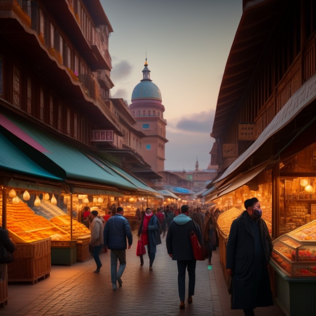 Lexica - A bustling traditional economic market, with merchants selling ...