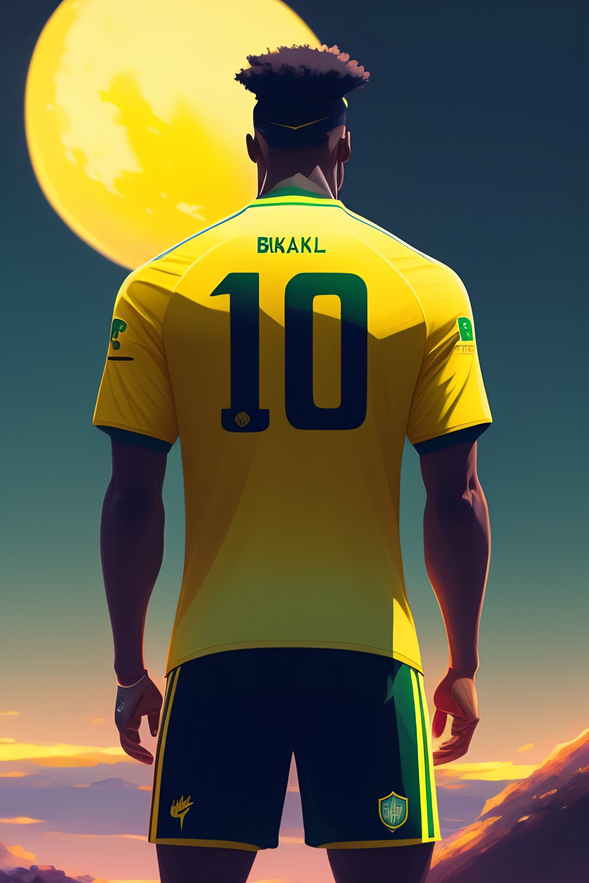 Lexica - Back of a Brazil Footballer wearing 10 yellow brazil team ...