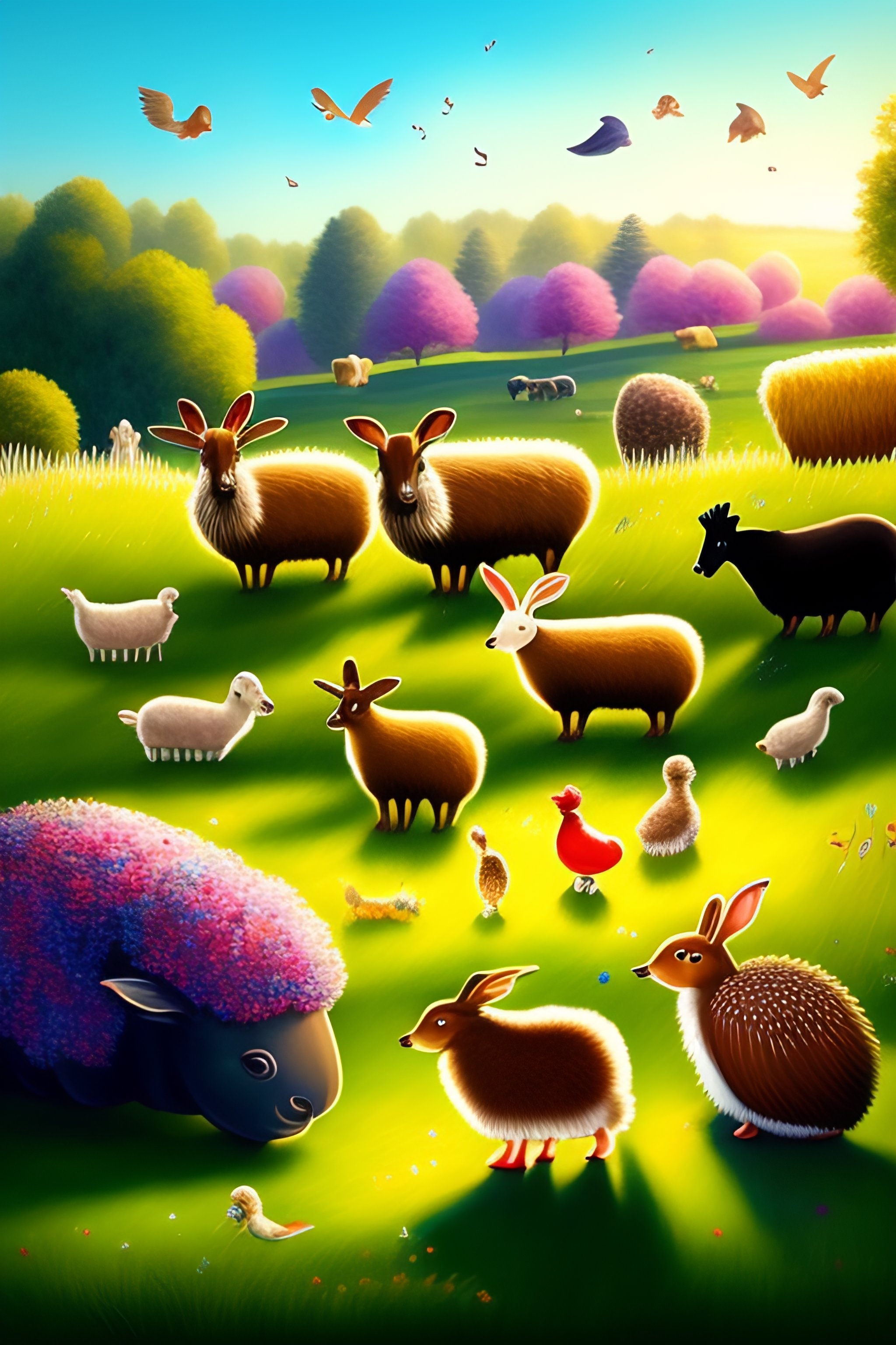 Lexica - A group of animal friends are having a picnic in a sunny ...