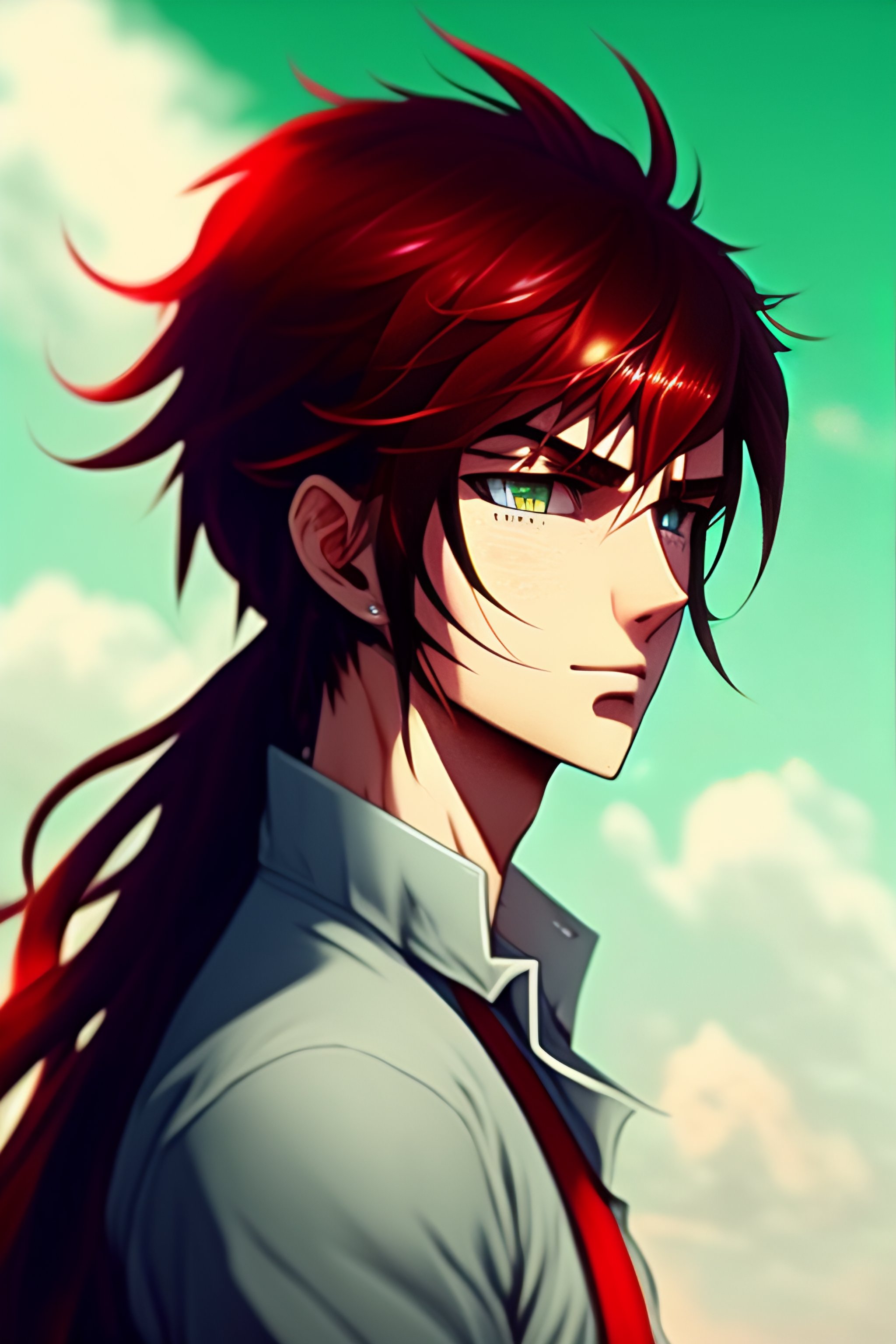 Lexica - Long hair up to the neck green eyes slightly reddish light ...