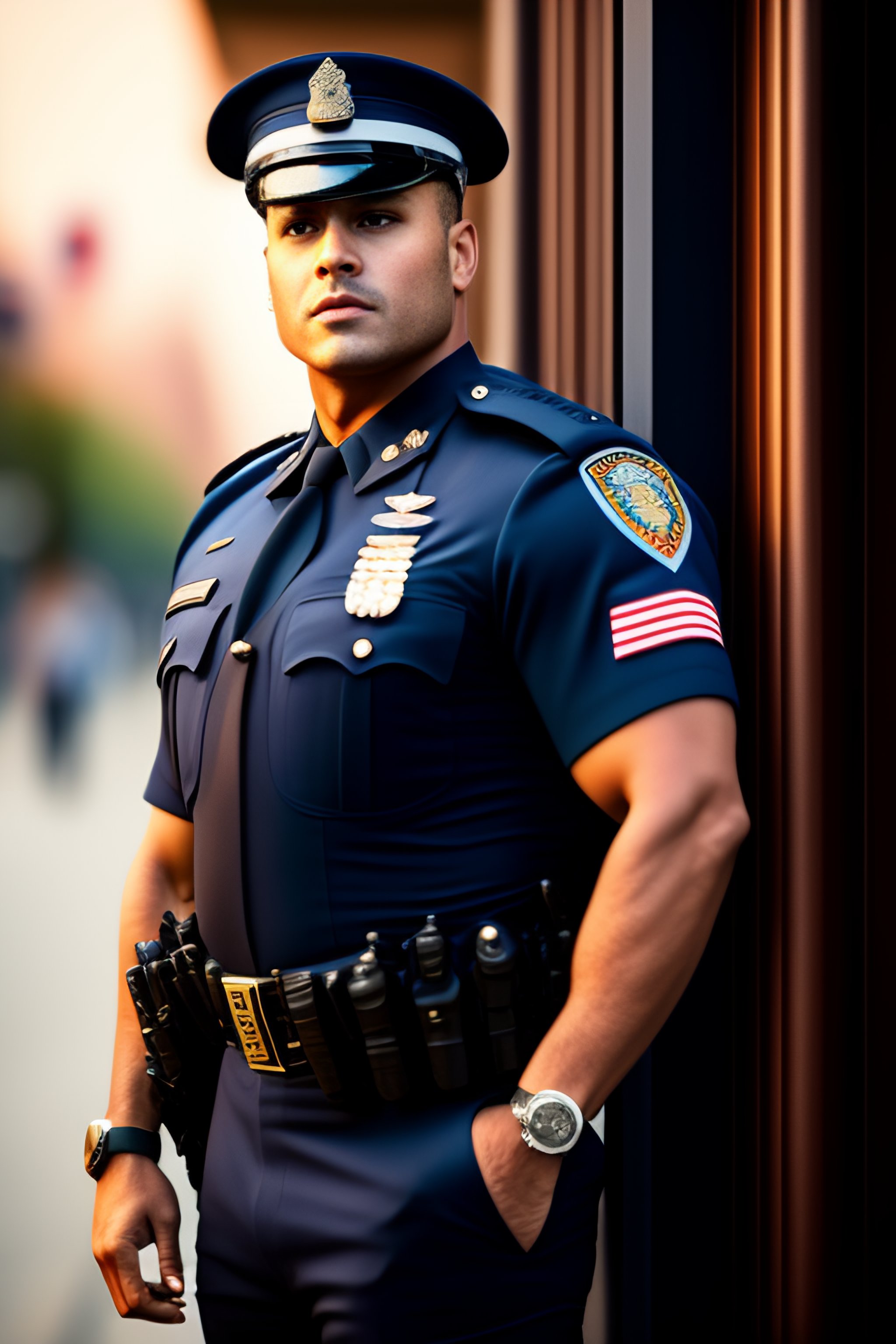 Lexica - A policeman wearing casual clothing