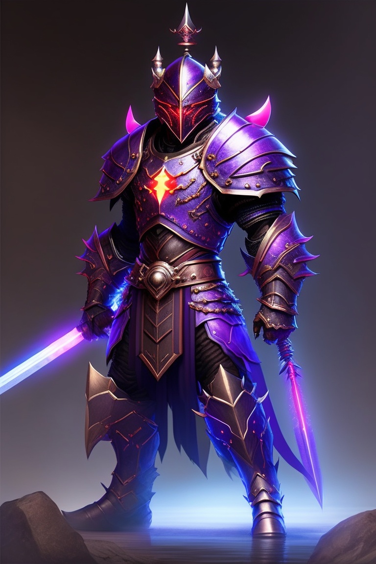 Lexica - A monster in a spiked armor lik dark souls, with purble fog ...