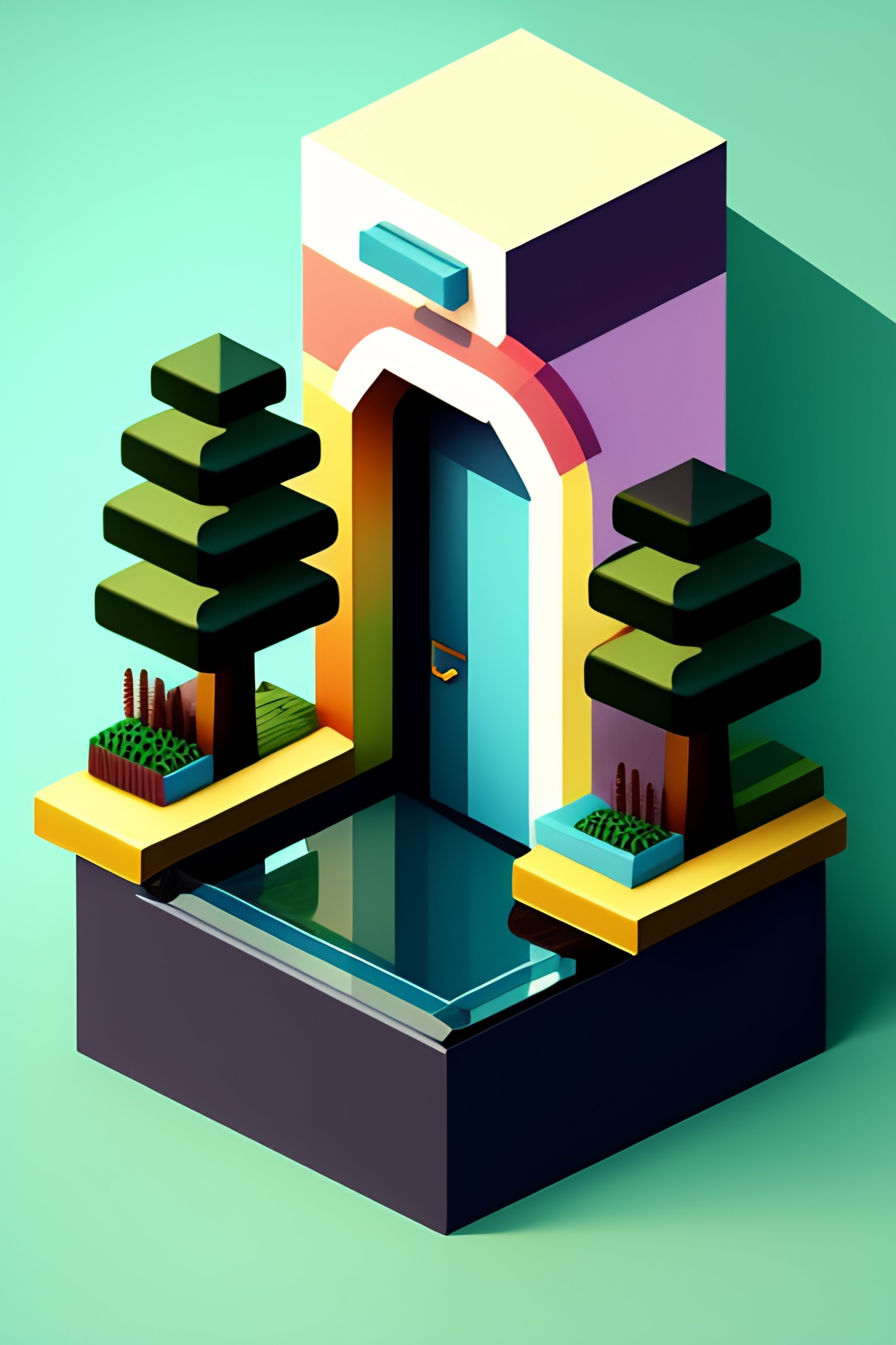 Lexica - Isometric clean pixel art image of outside of cute design studio