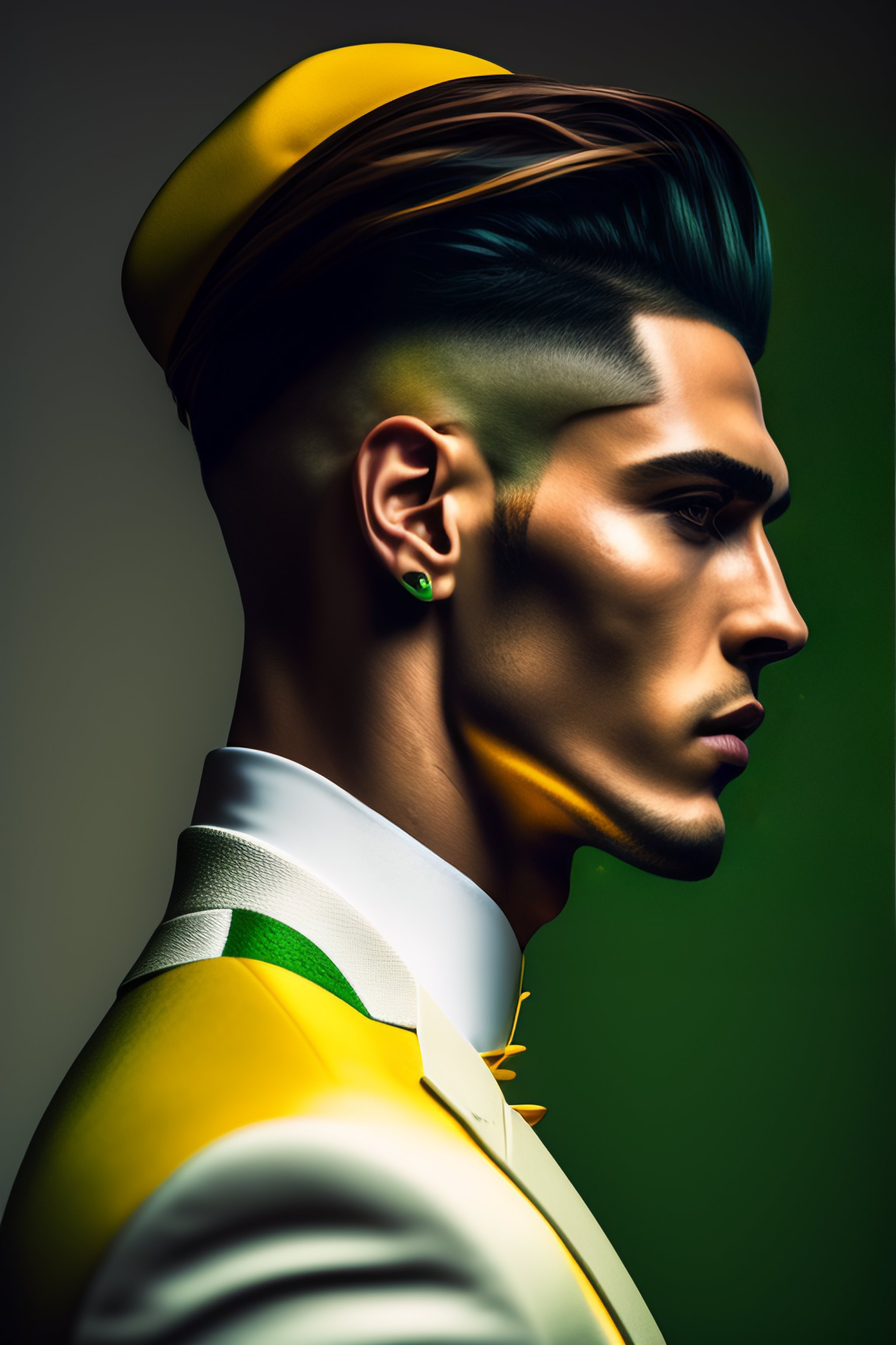 Lexica - A photo close-up of a handsome undercut haired man, fashion ...