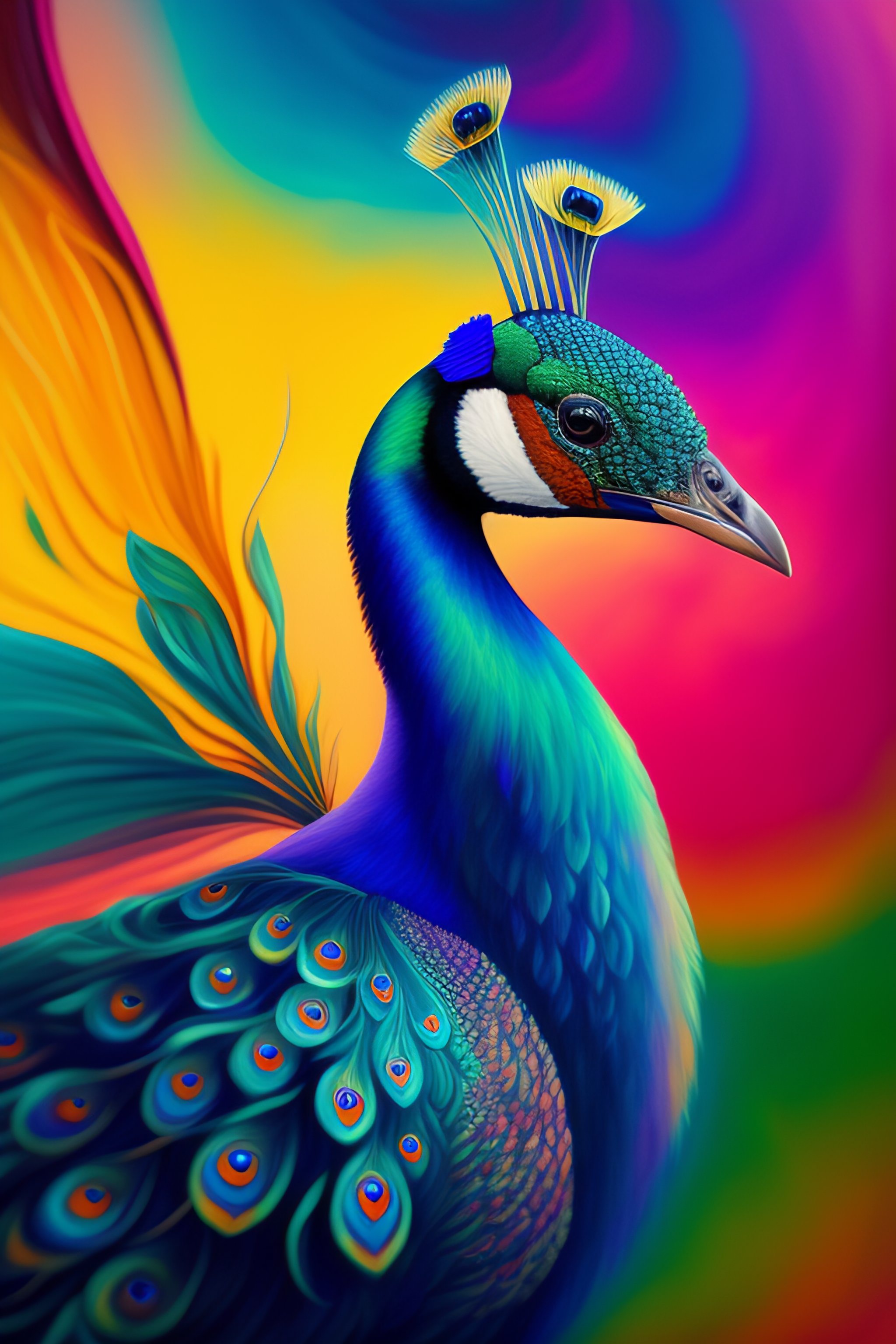 Lexica - Peacock full color painting
