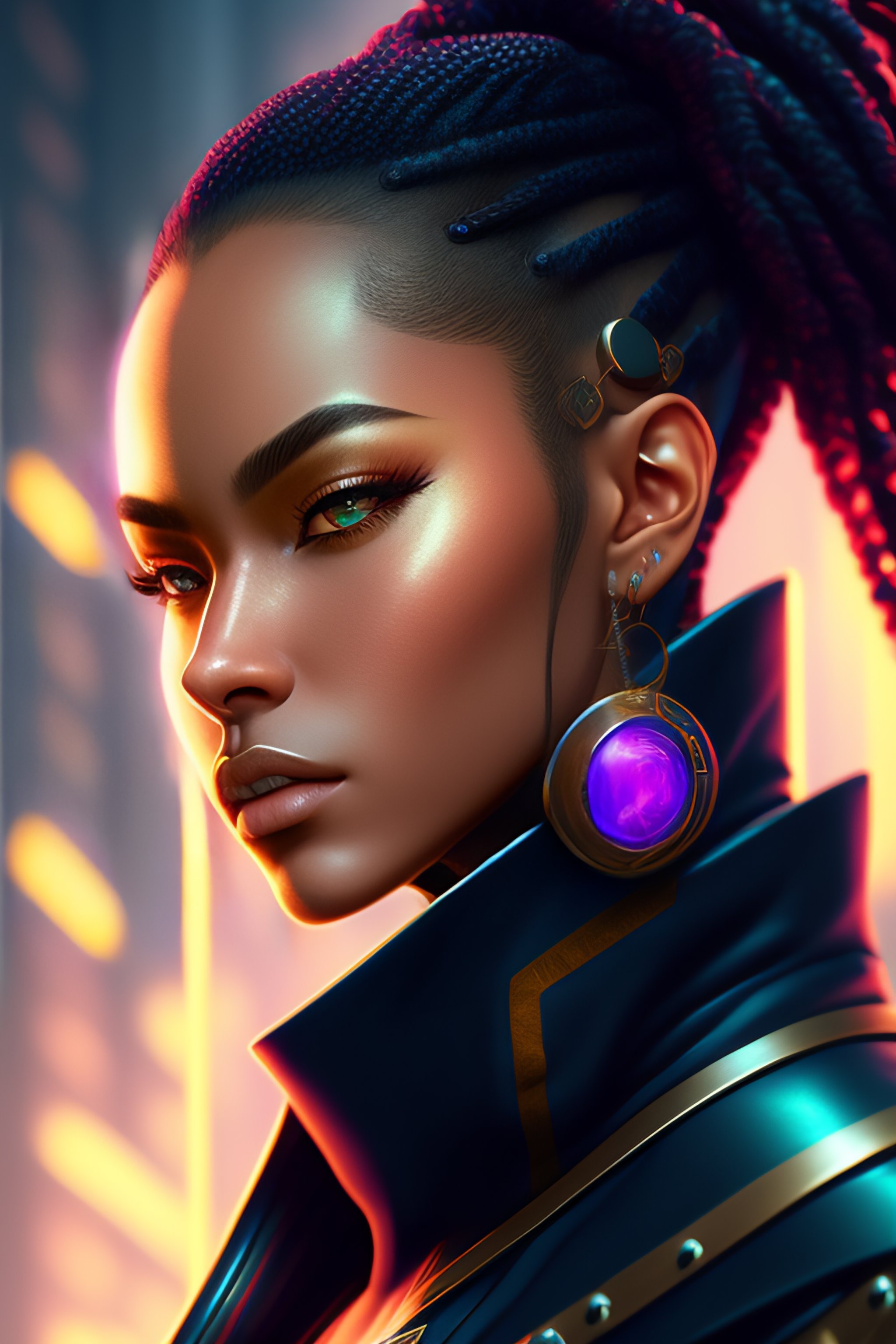 Lexica - Right facing, Portrait of a cyberpunk Brazilian cyborg ninja ...