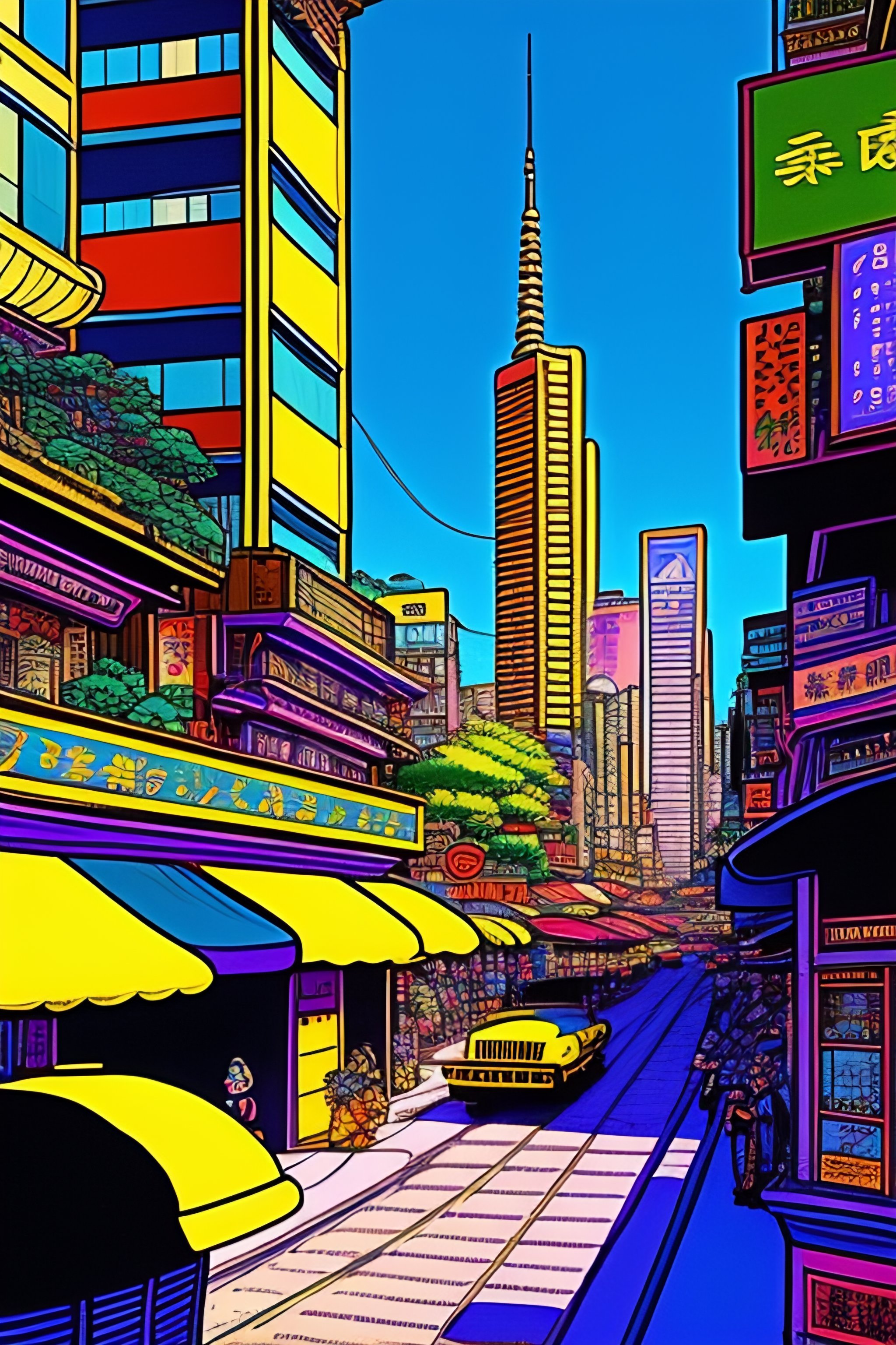 Lexica - Maximalist chaotic stunning japan city, illustrated by Hergé ...