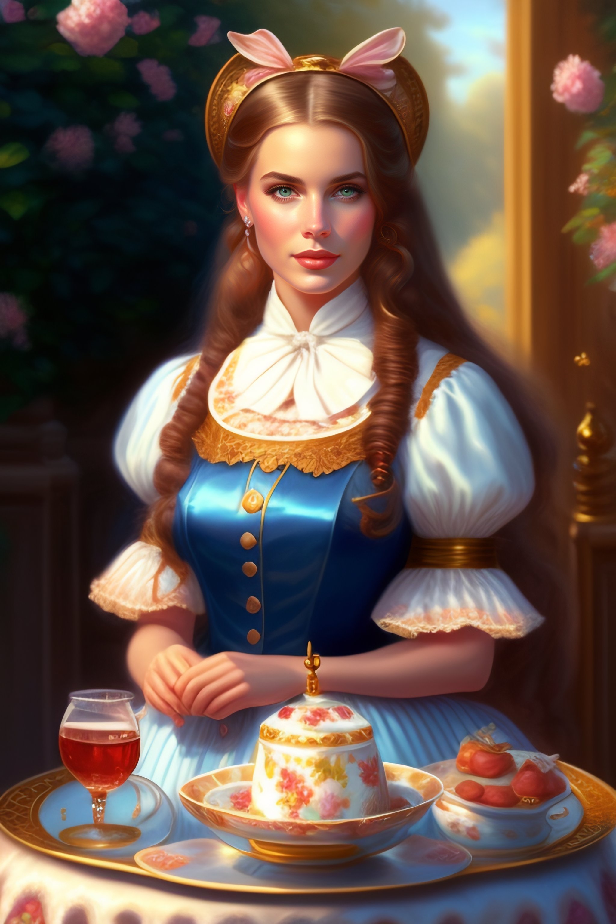 Lexica - “Alice at a tea party by Thomas Kinkade, Alice in Wonderland ...