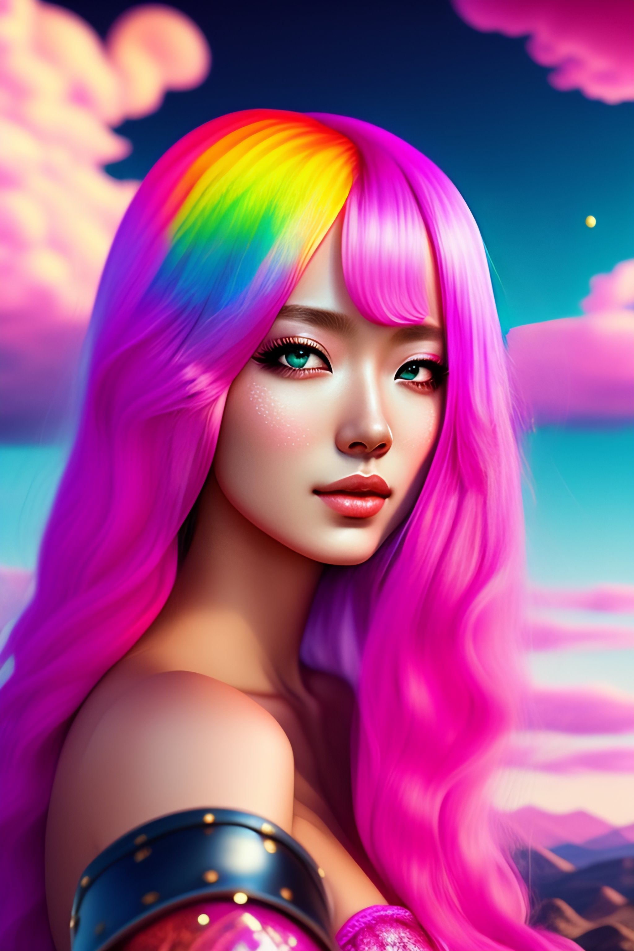 Lexica - ((Full pink moon)), ((((anime)))), (((anime girl))), long pink ...