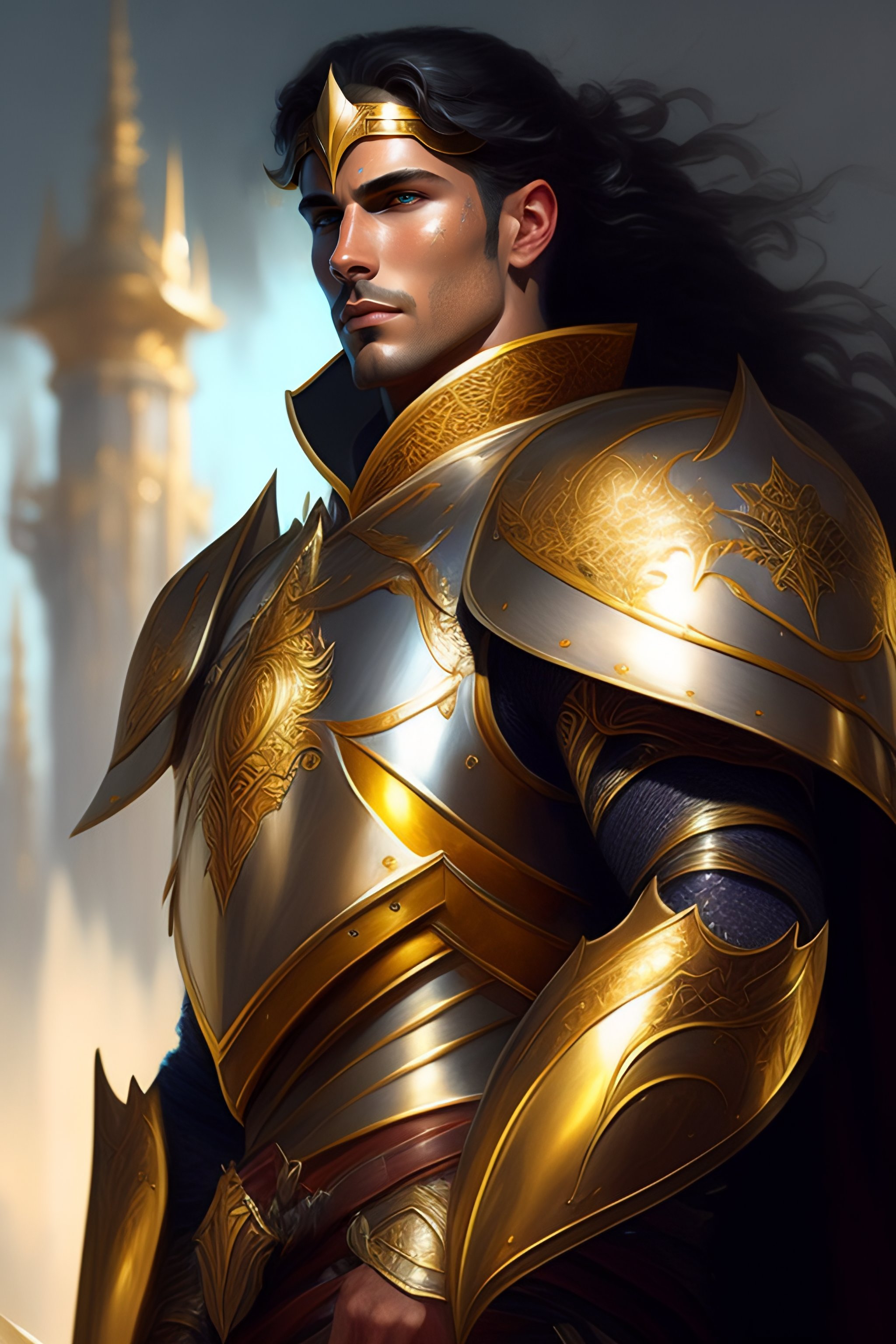 Lexica - Painted portrait of as a paladin, intricate armor, d&d, gold ...