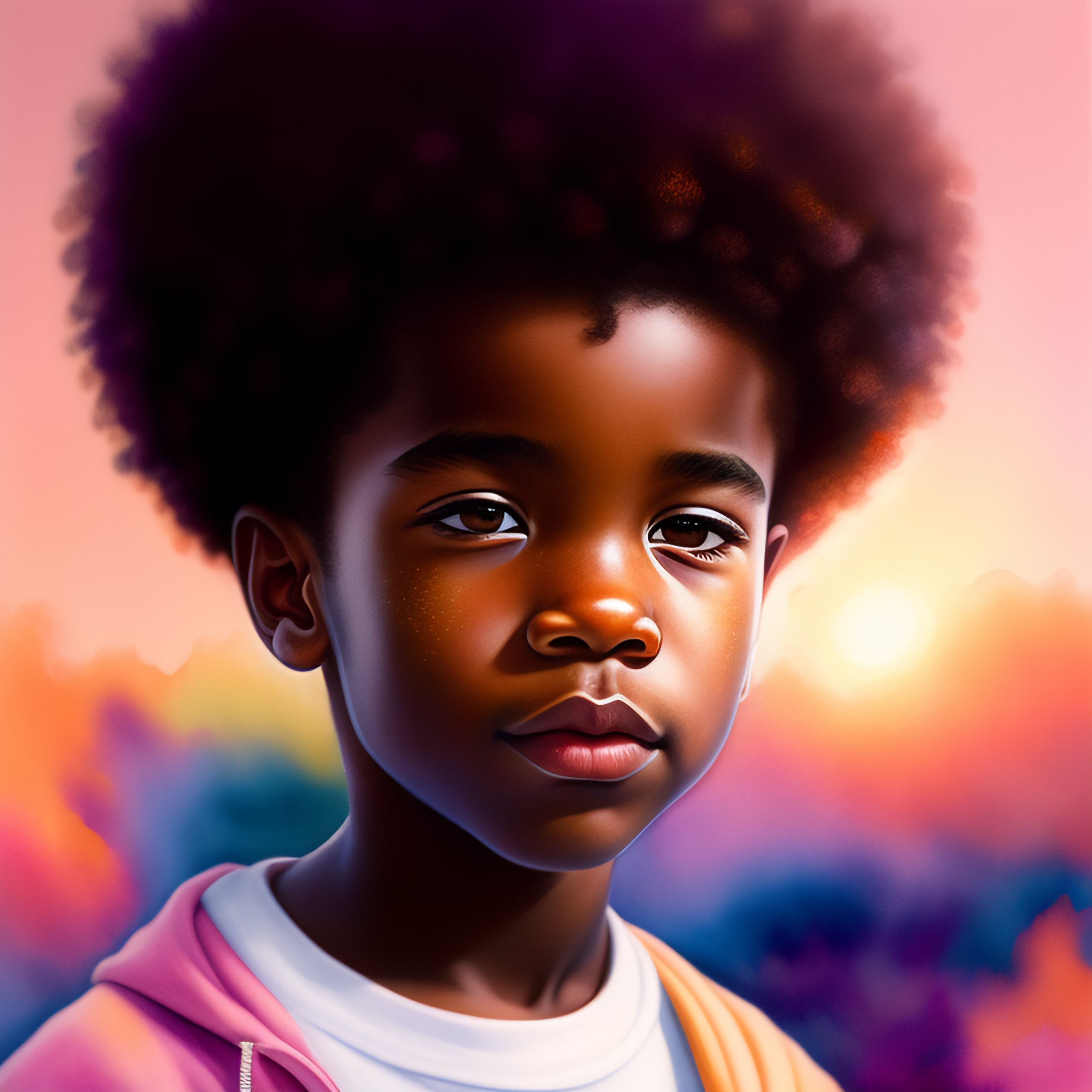 Lexica - Close up portrait of an afro boy dreaming of the best birthday ...