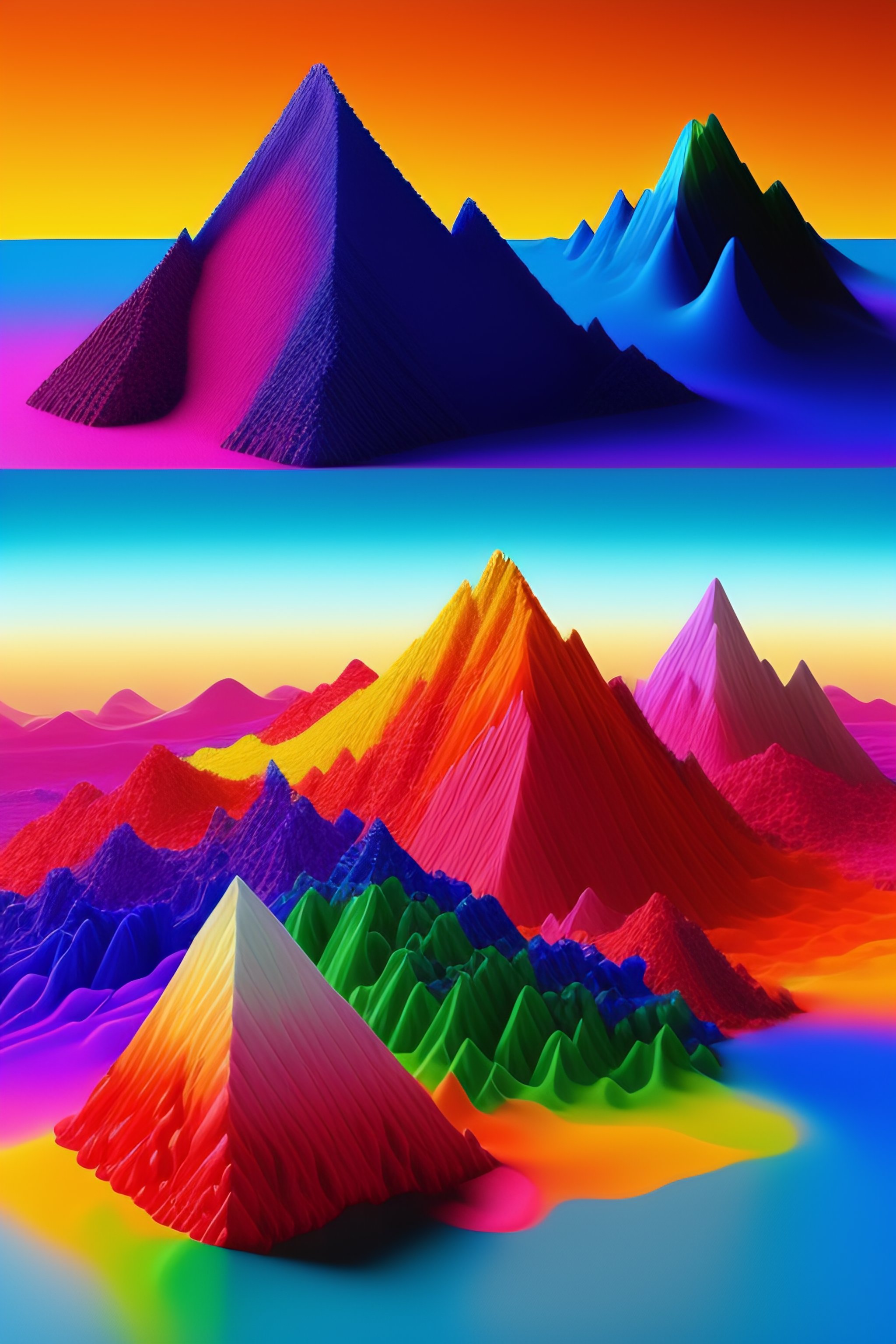 Lexica - Melted crayon mountains in the style of craig mullins and a ...