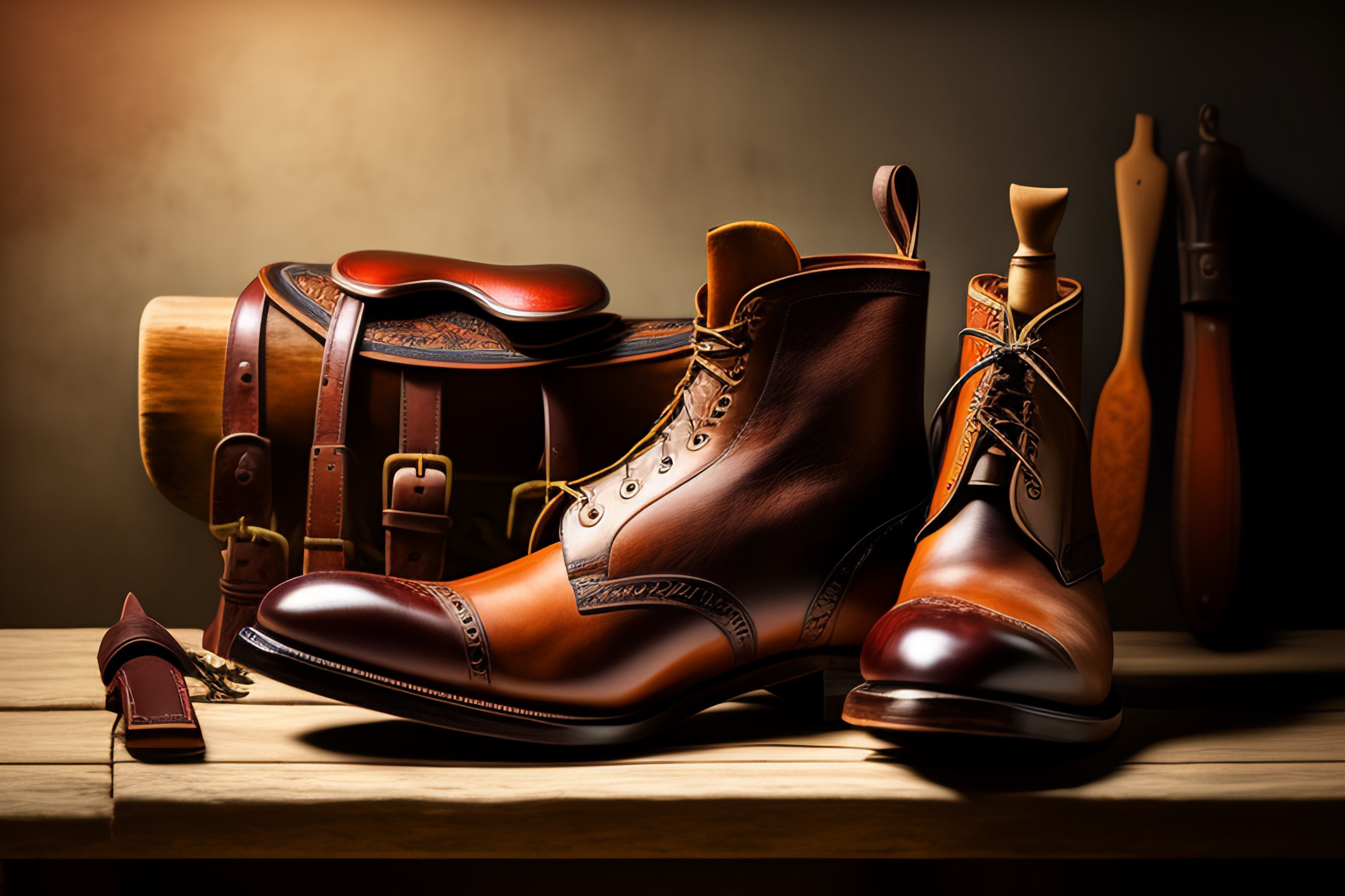 Lexica - Beautiful still life oil painting of old boot next to horse ...