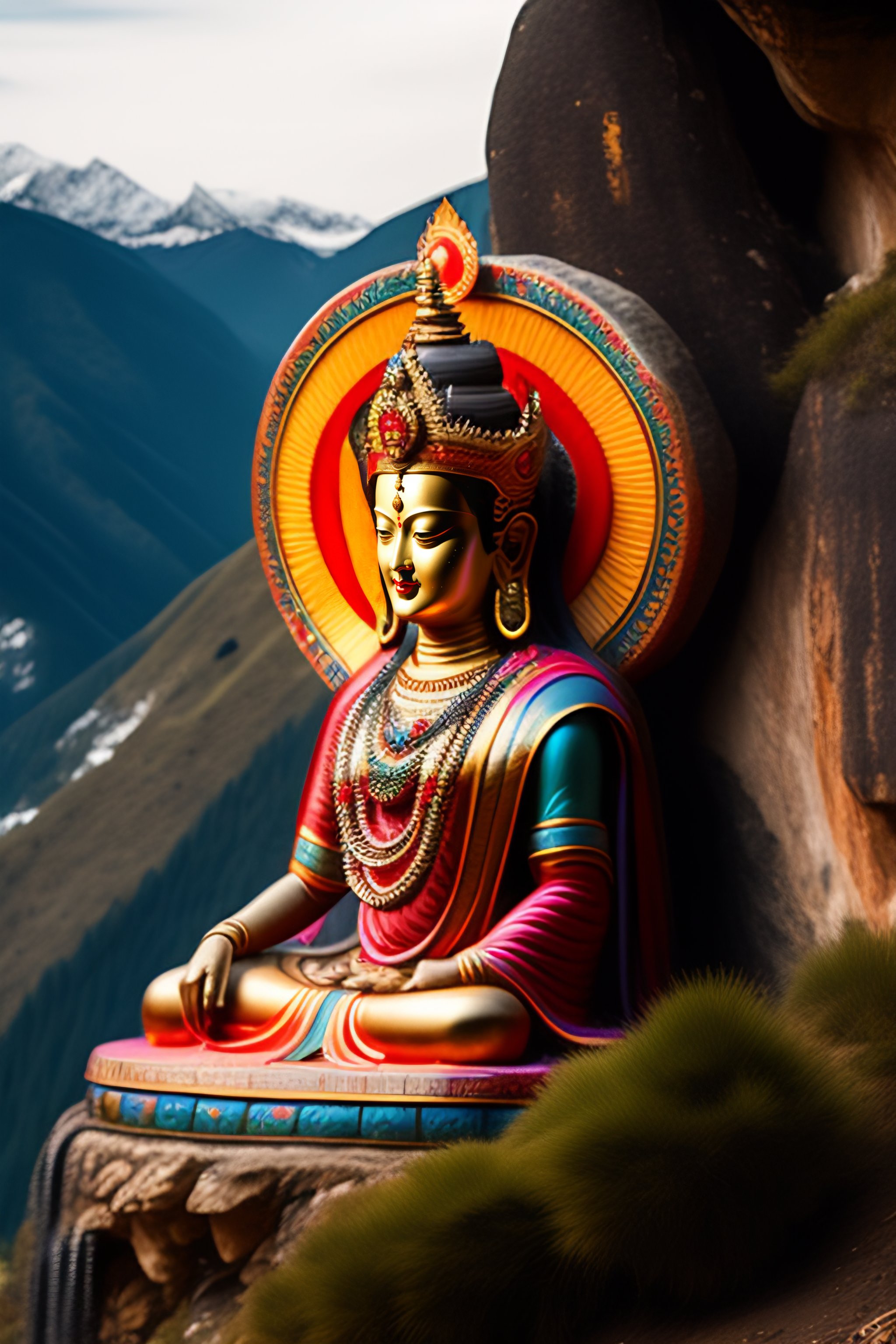 Lexica - Epic guru rinpoche embedded in a mountain side