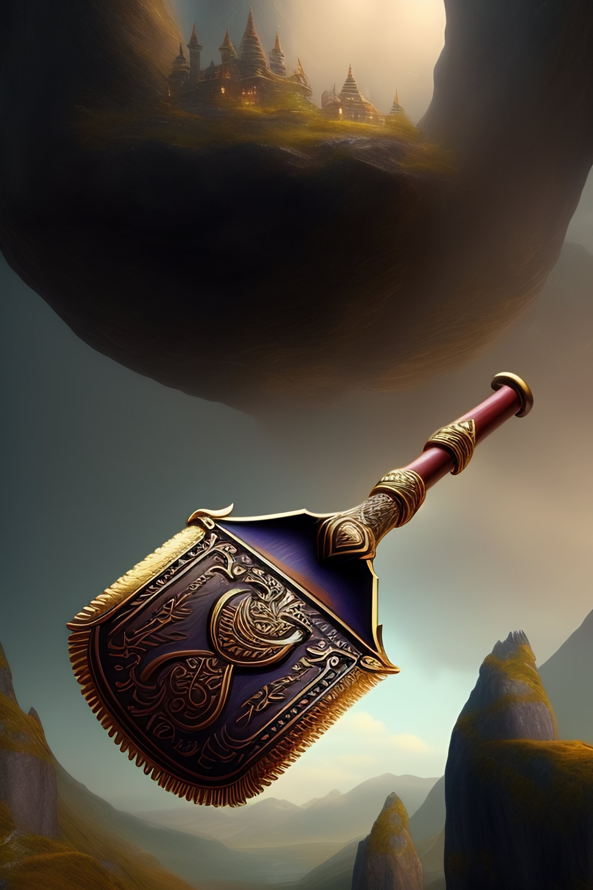 Lexica - Magic Shovel, dwarven carvings fantasy style