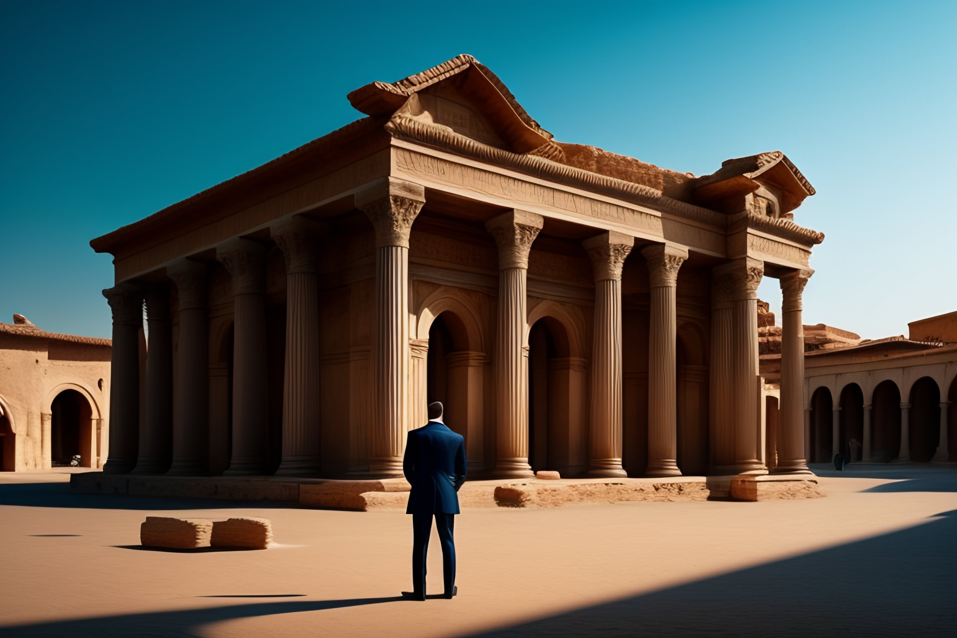 Lexica - Man standing infront of roman architure