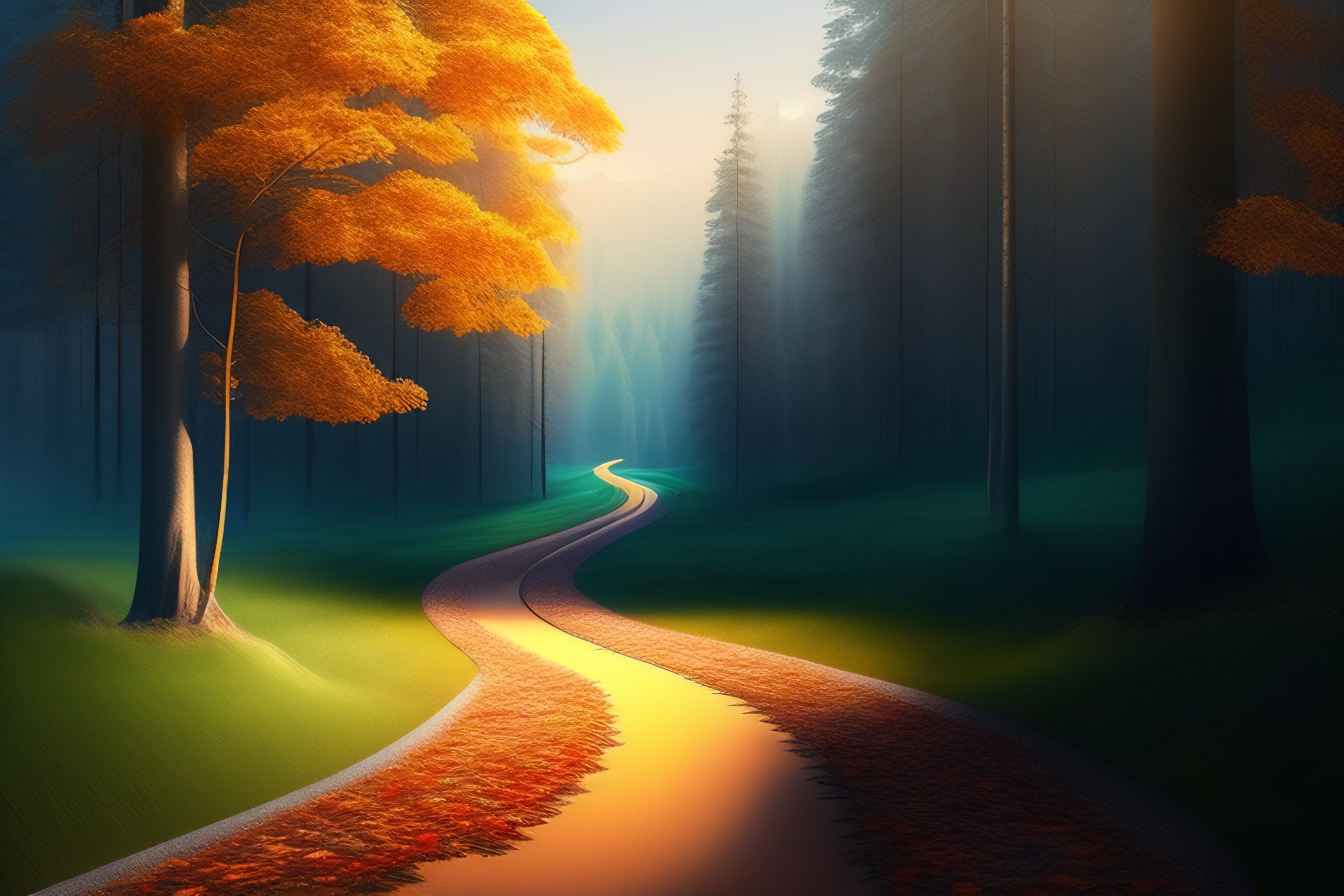 Lexica - Imagine of a winding path towards the future with various ...