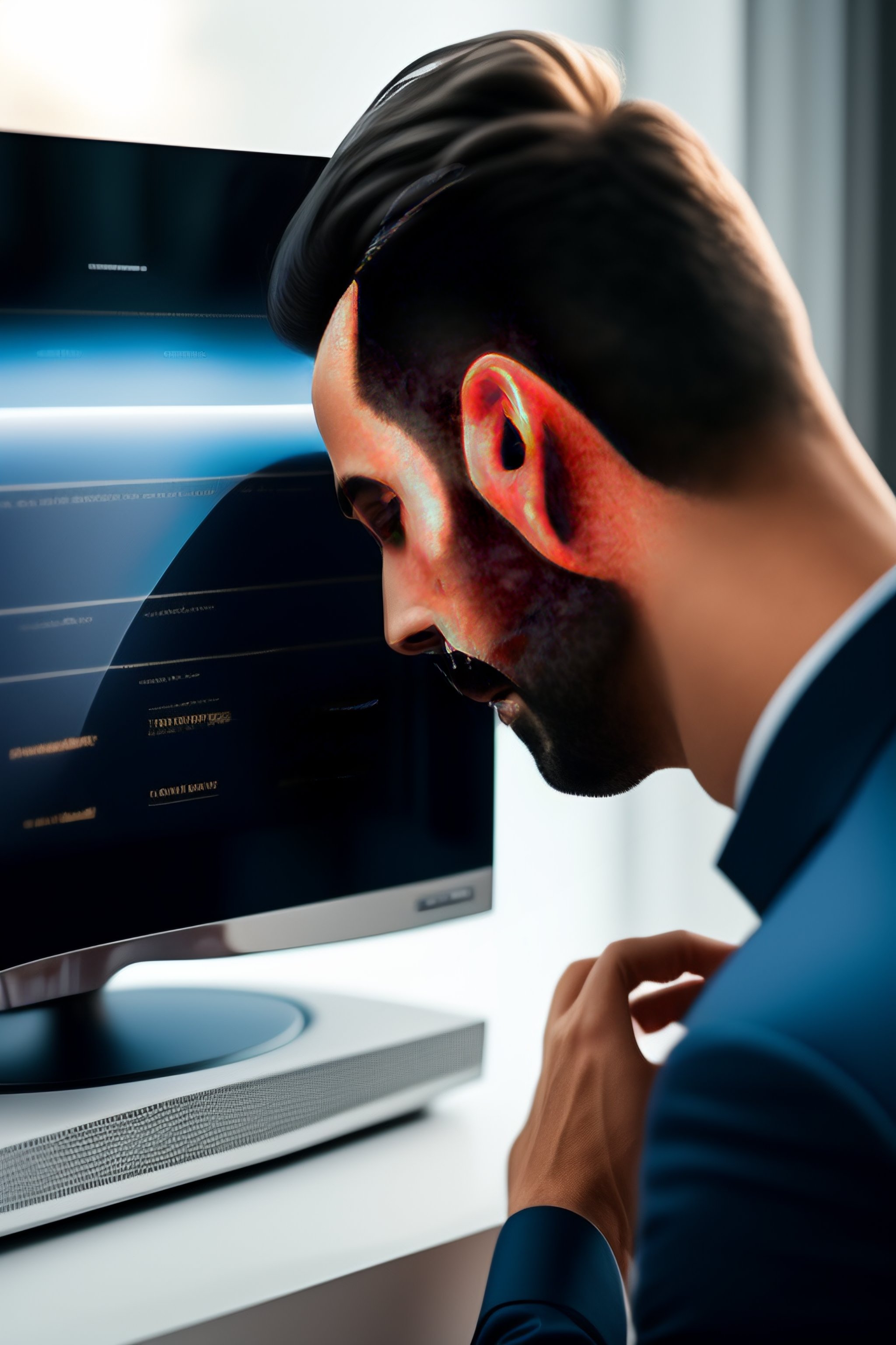 Lexica - A man standing on a network router crying