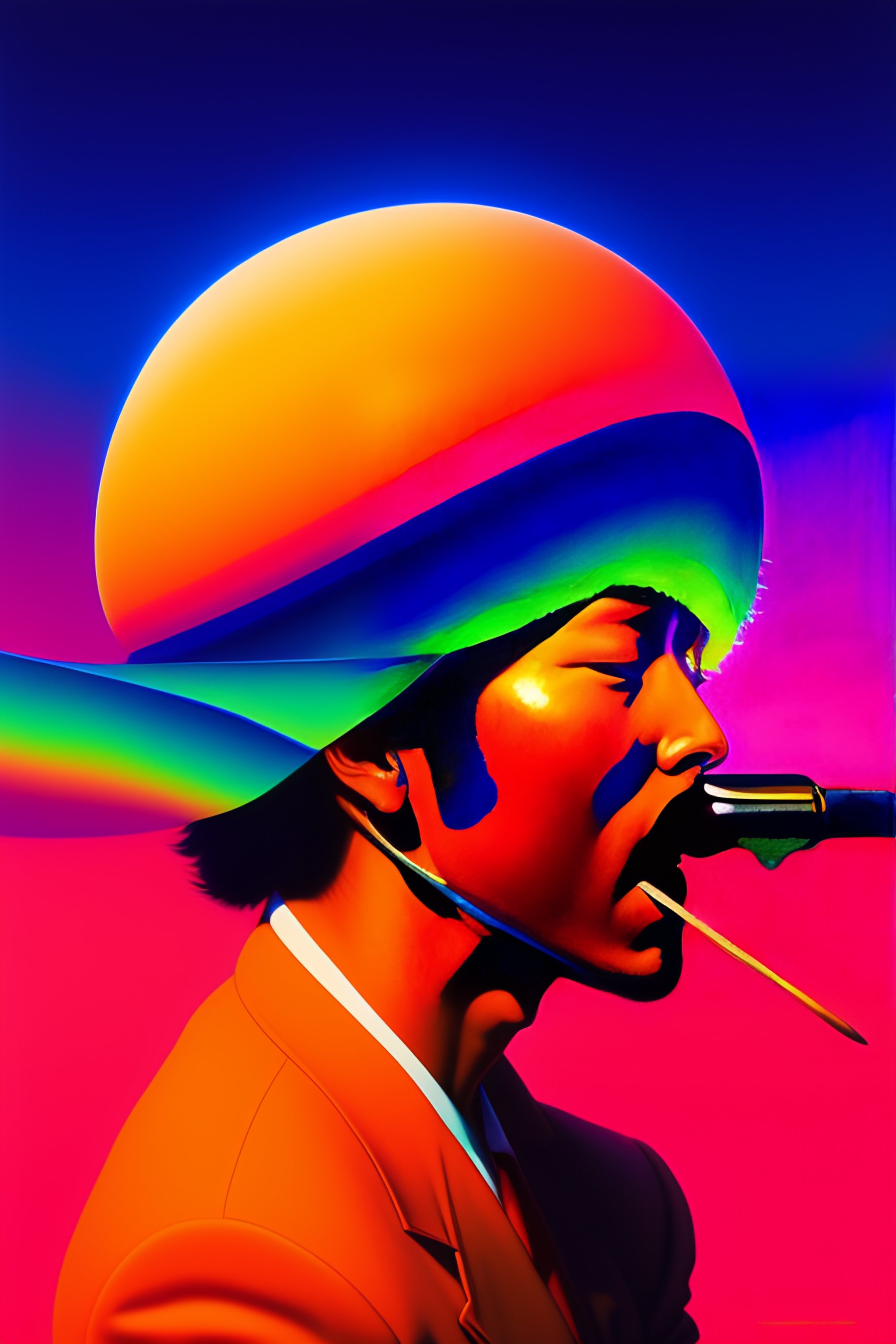 Lexica - A colorful vibrant closeup portrait of a magician licking a ...