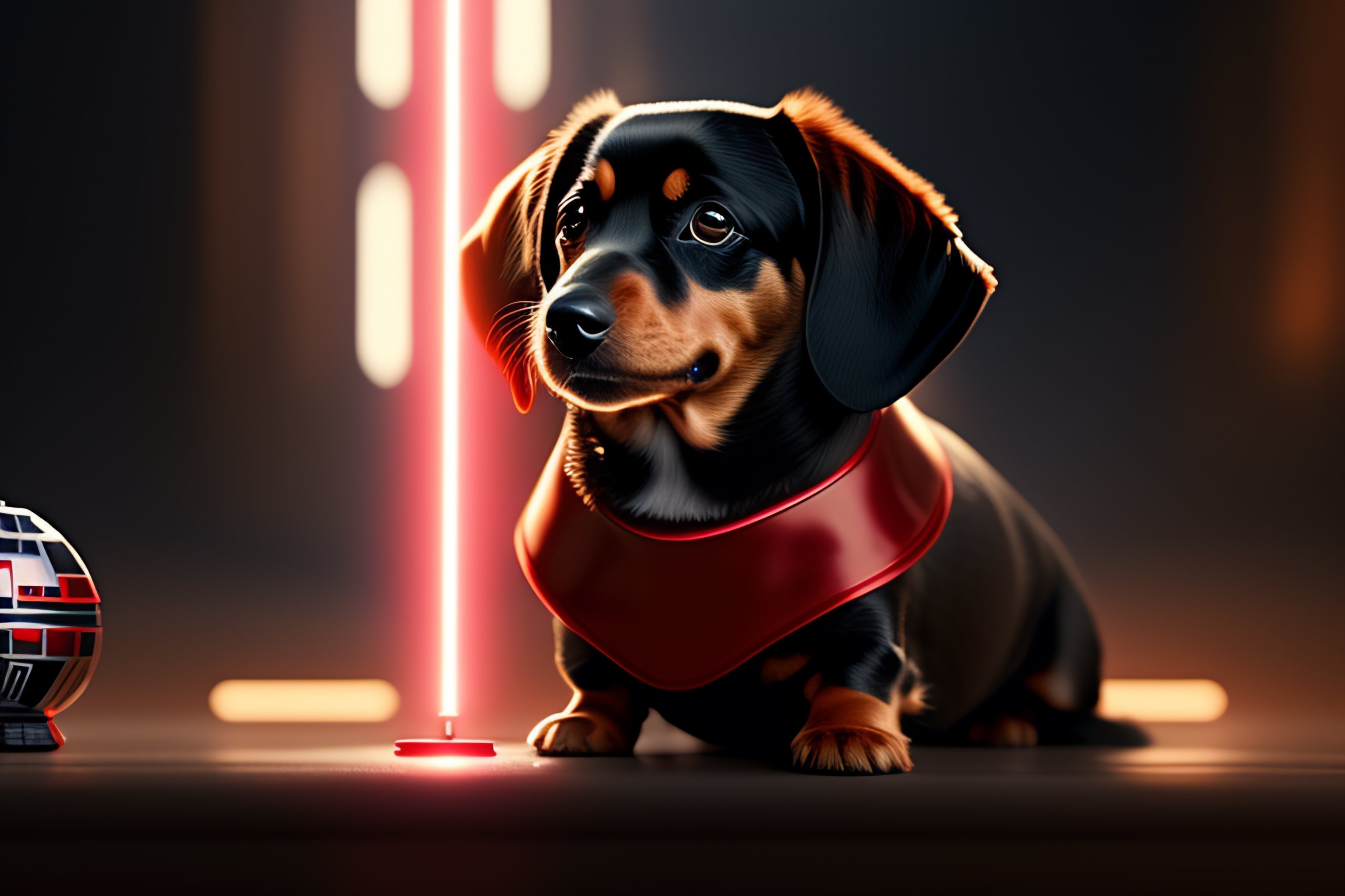 Lexica - Star Wars scene artificial intelligence dog small black and ...