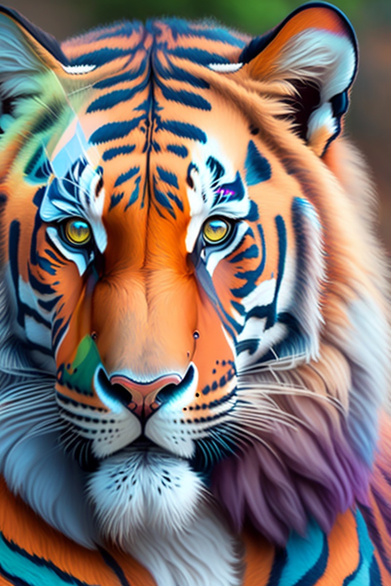 Lexica - Tiger, multicolor, mandala body, mandala face