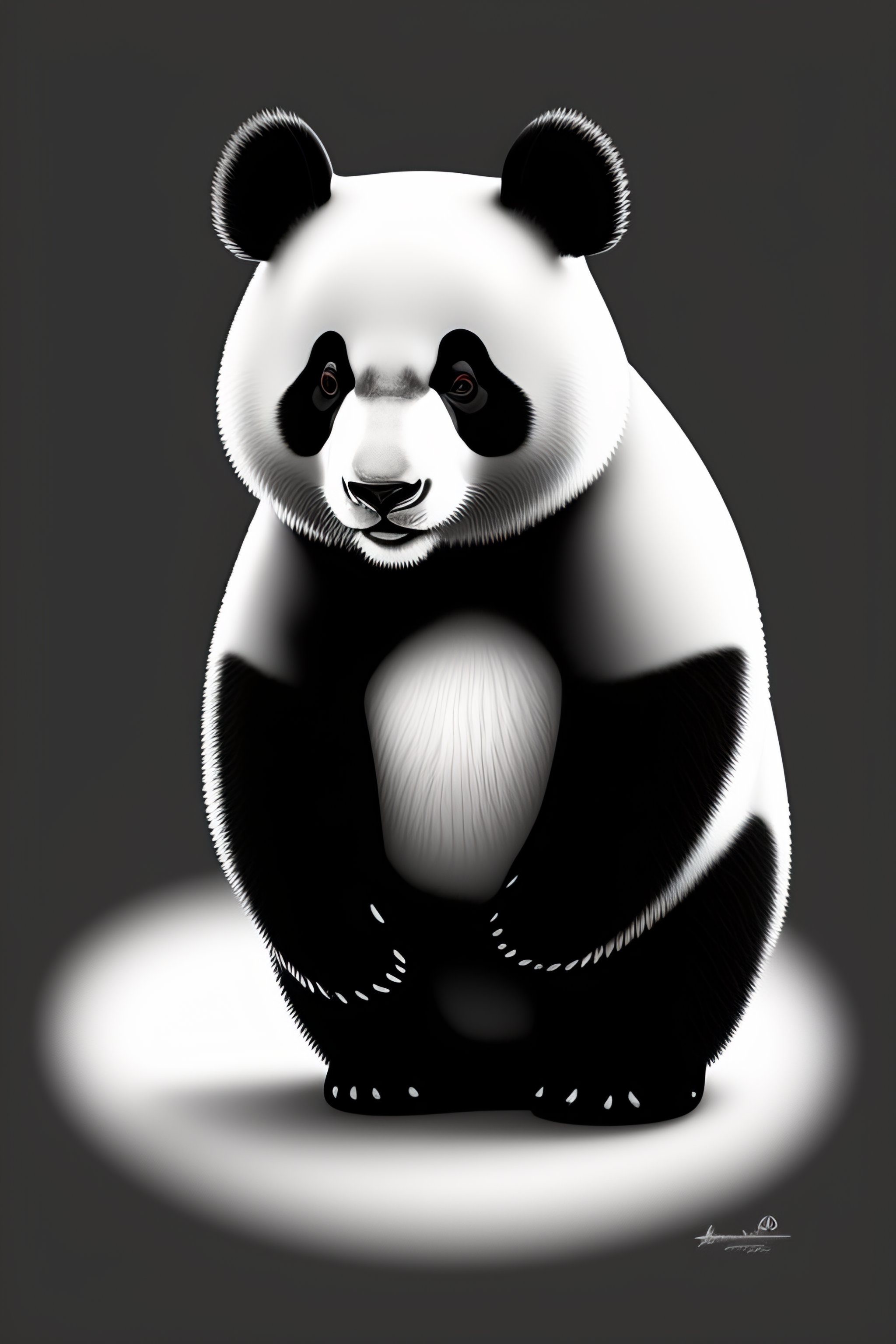 Lexica - Panda armored, cartoon style, minimalist, black and white