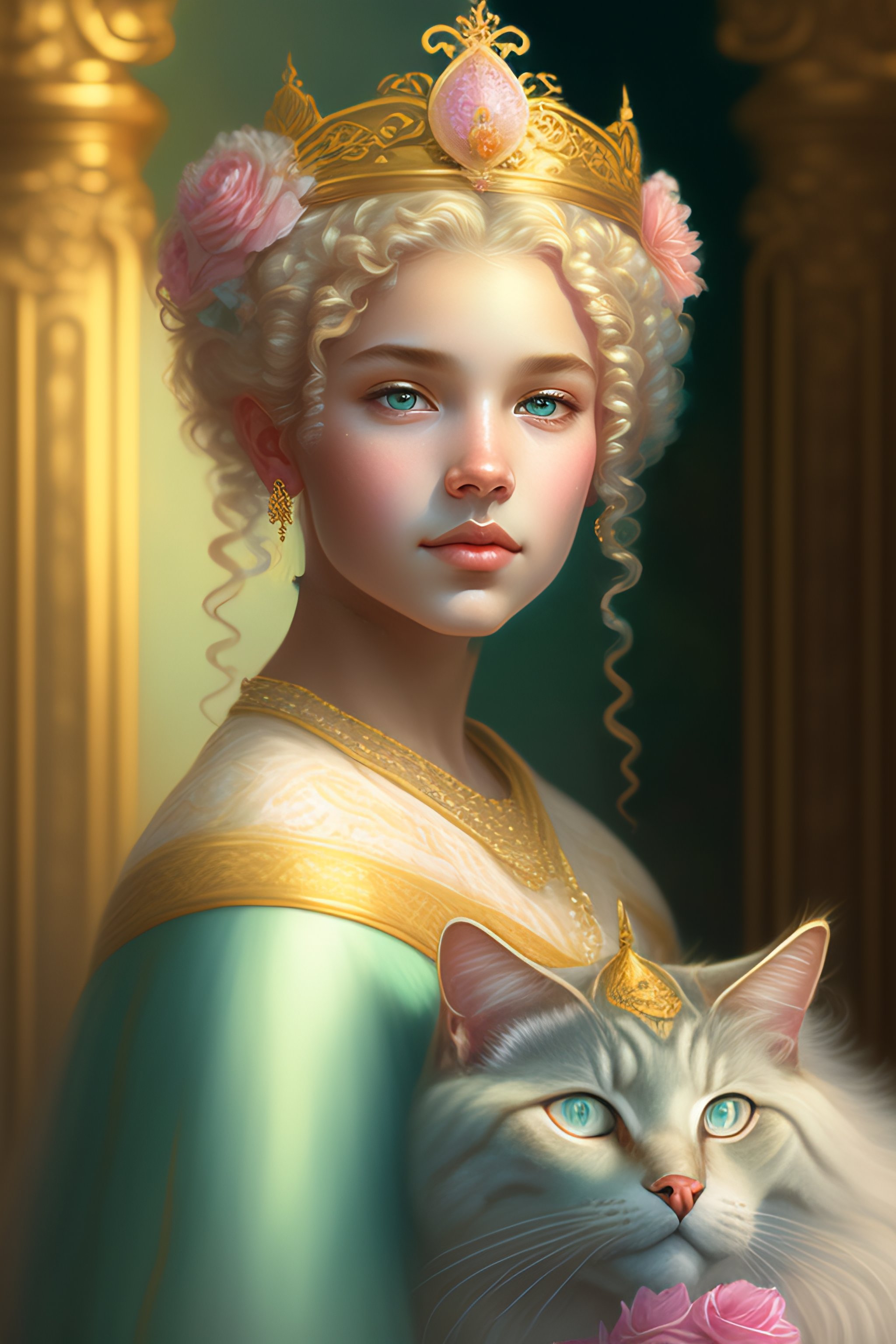 Lexica - Highly detailed venetian rococo portrait of a short hair blond ...